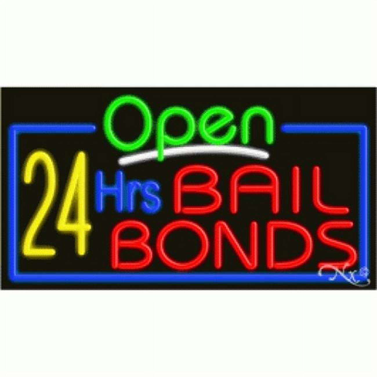Arter Neon 15459 Neon Sign with Open - 24 Hrs Bail Bonds - Walmart.com