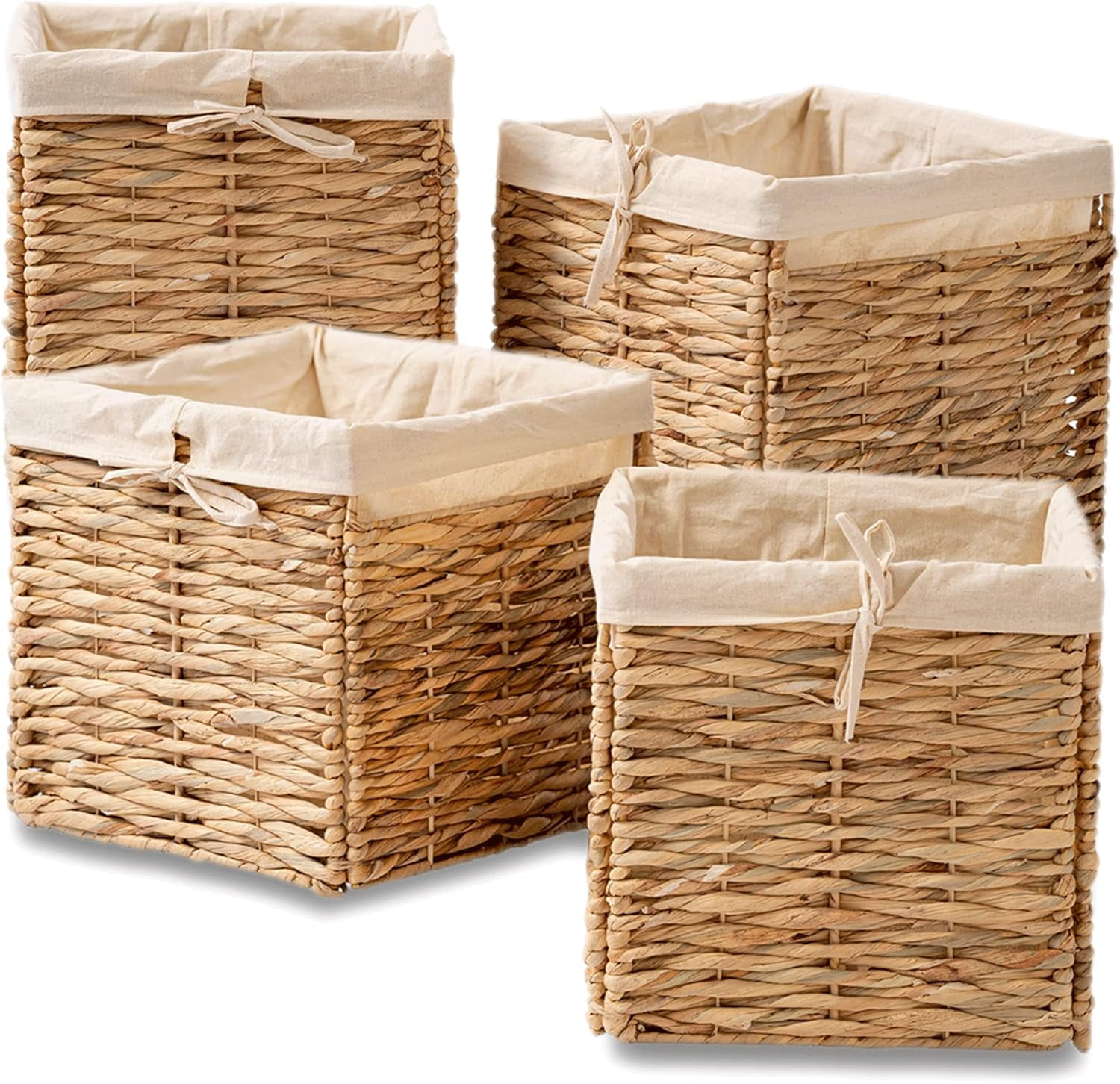 Artera Foldable Wicker Storage Basket - Natural Woven Cube Storage Bins ...