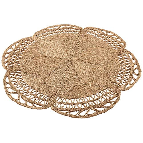 Artera Handmade Star-Shaped Woven Seagrass Rugs, 5' Round, Anti-Slip ...