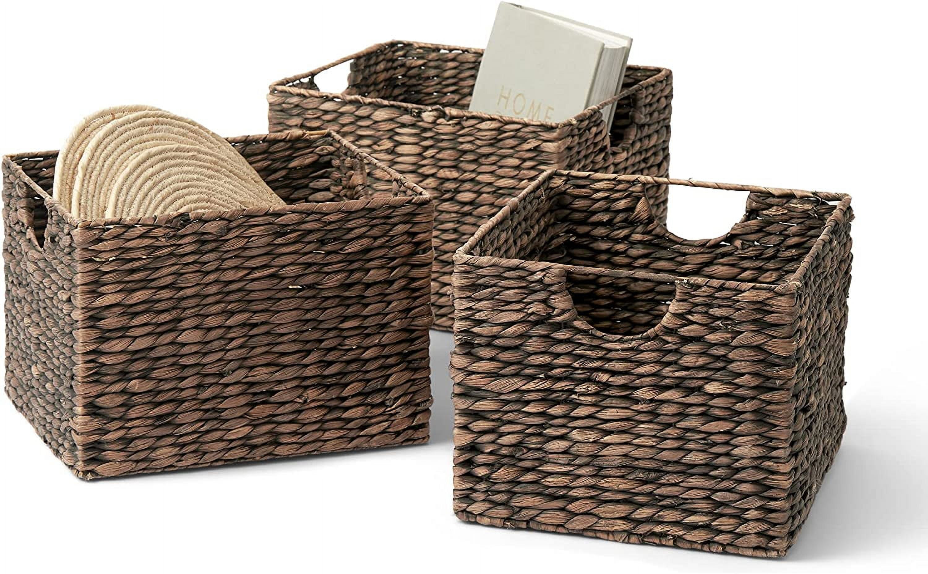 Artera Wicker Cube Storage Baskets - Set of 3, Woven Shelf Basket for ...