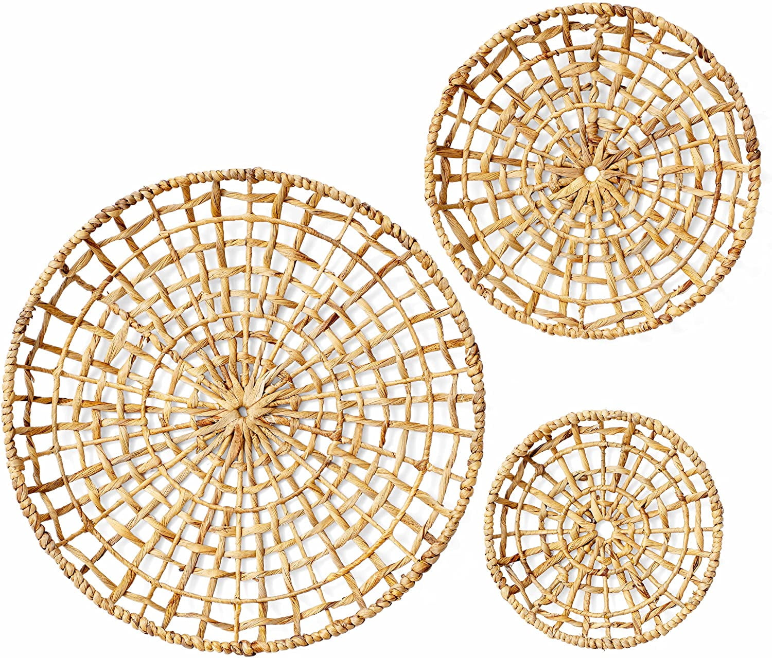 Artera Wicker Wall Basket Décor - Set of 3 Oversized D20" to D10 ...