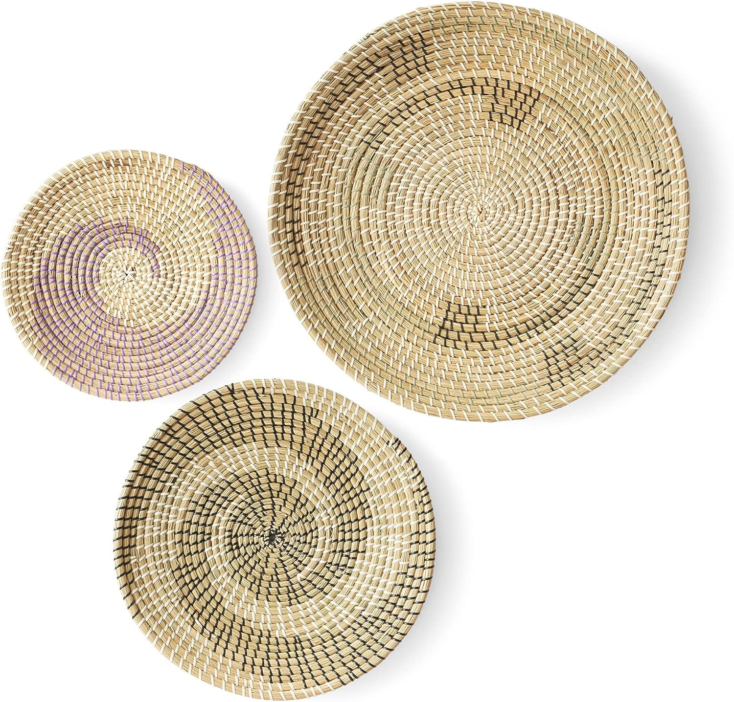 Artera Wicker Wall Decor - Set of 3 Oversized, Hanging Natural Woven ...