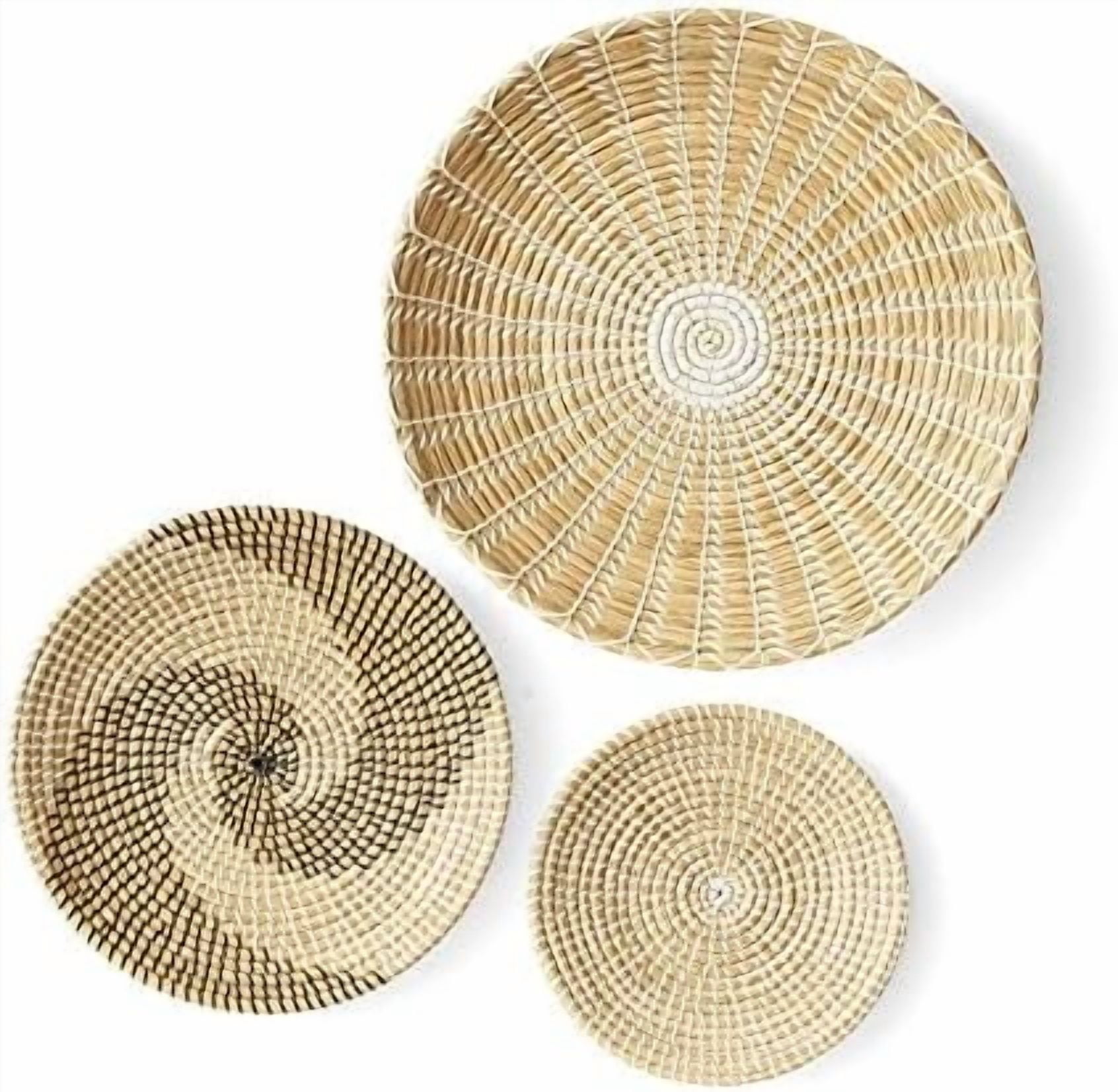 Artera Wicker Wall Decor - Set of 3 Oversized, Hanging Natural Woven ...