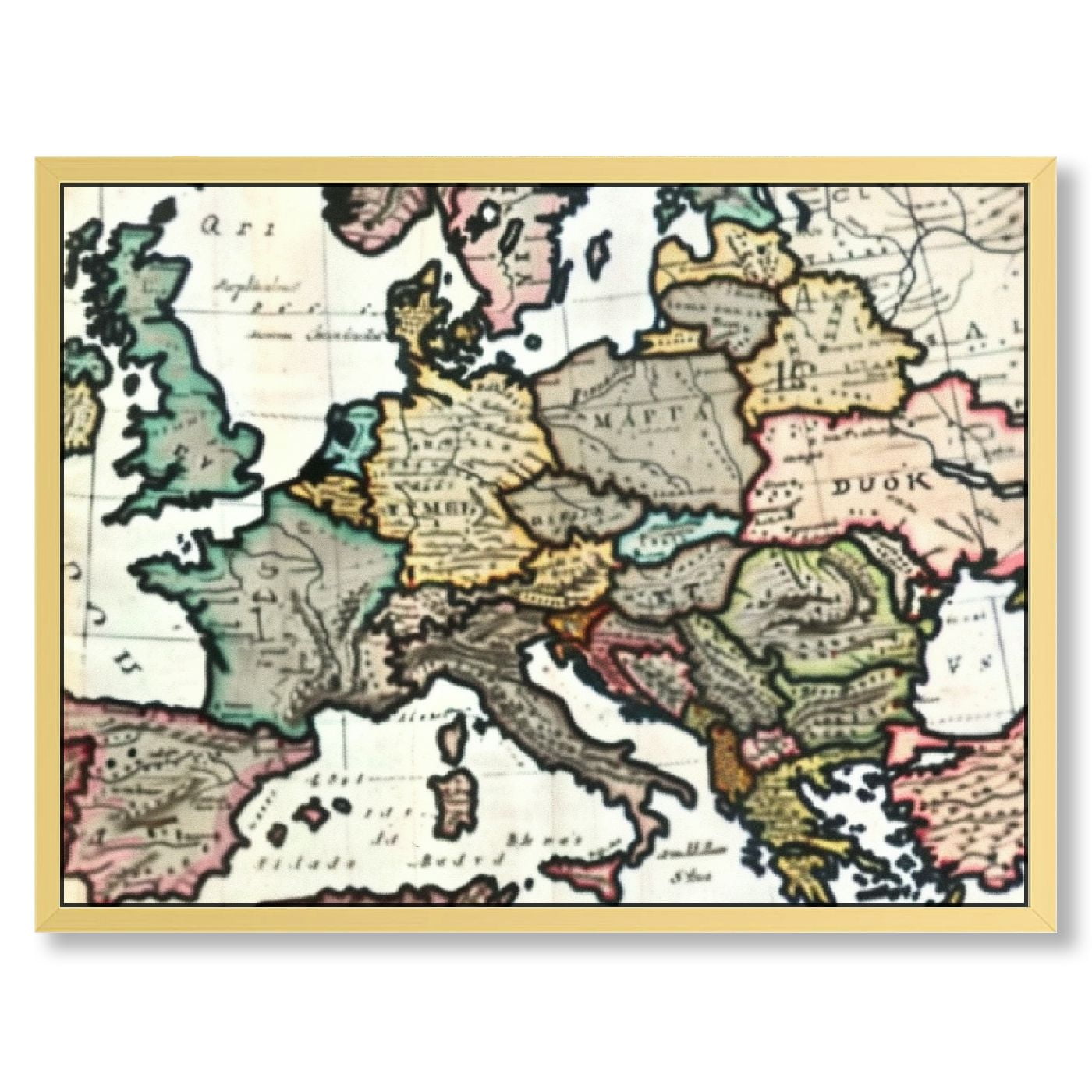 Artery Divided East West Ancient Rome Vintage Map Framed Wall Art Print - Walmart.com