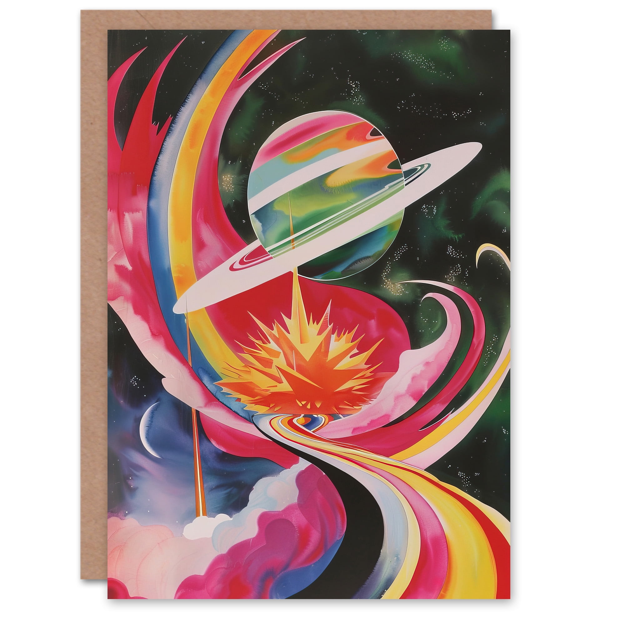 Artery8 Abstract Colourful Planet in Space Artwork Galaxy Greeting ...