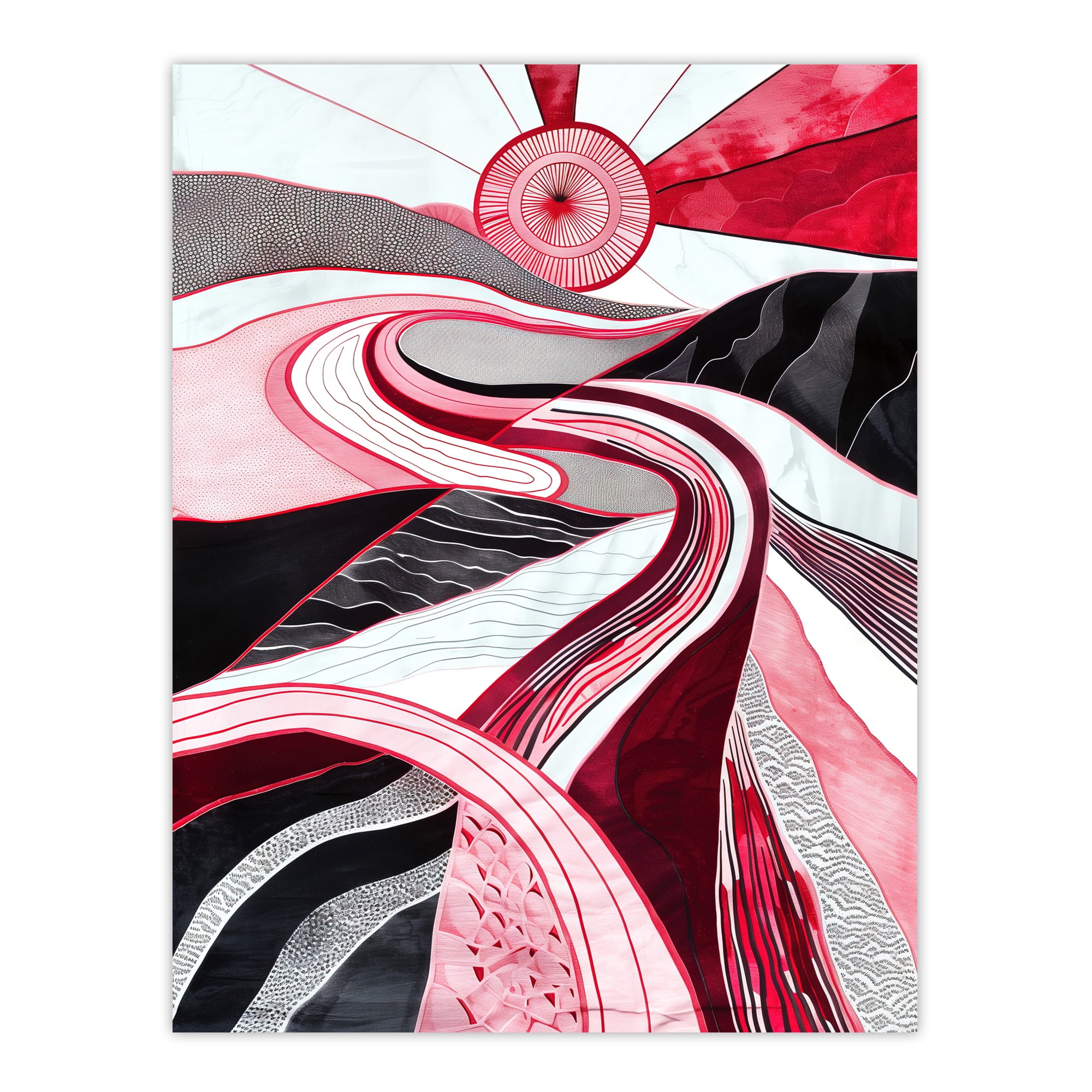 Artery8 Abstract Mountain Path Pink Sunset Hike Design Living Room ...