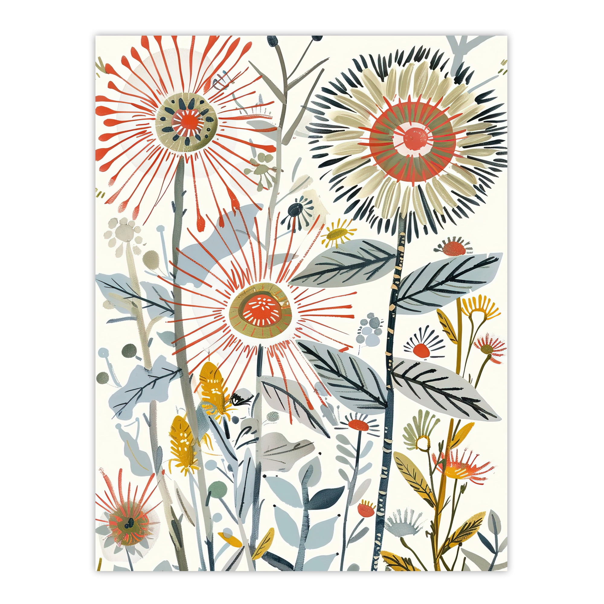 Artery8 Aster Flower Painting Wildflowers Spring Folk Art Living Room ...