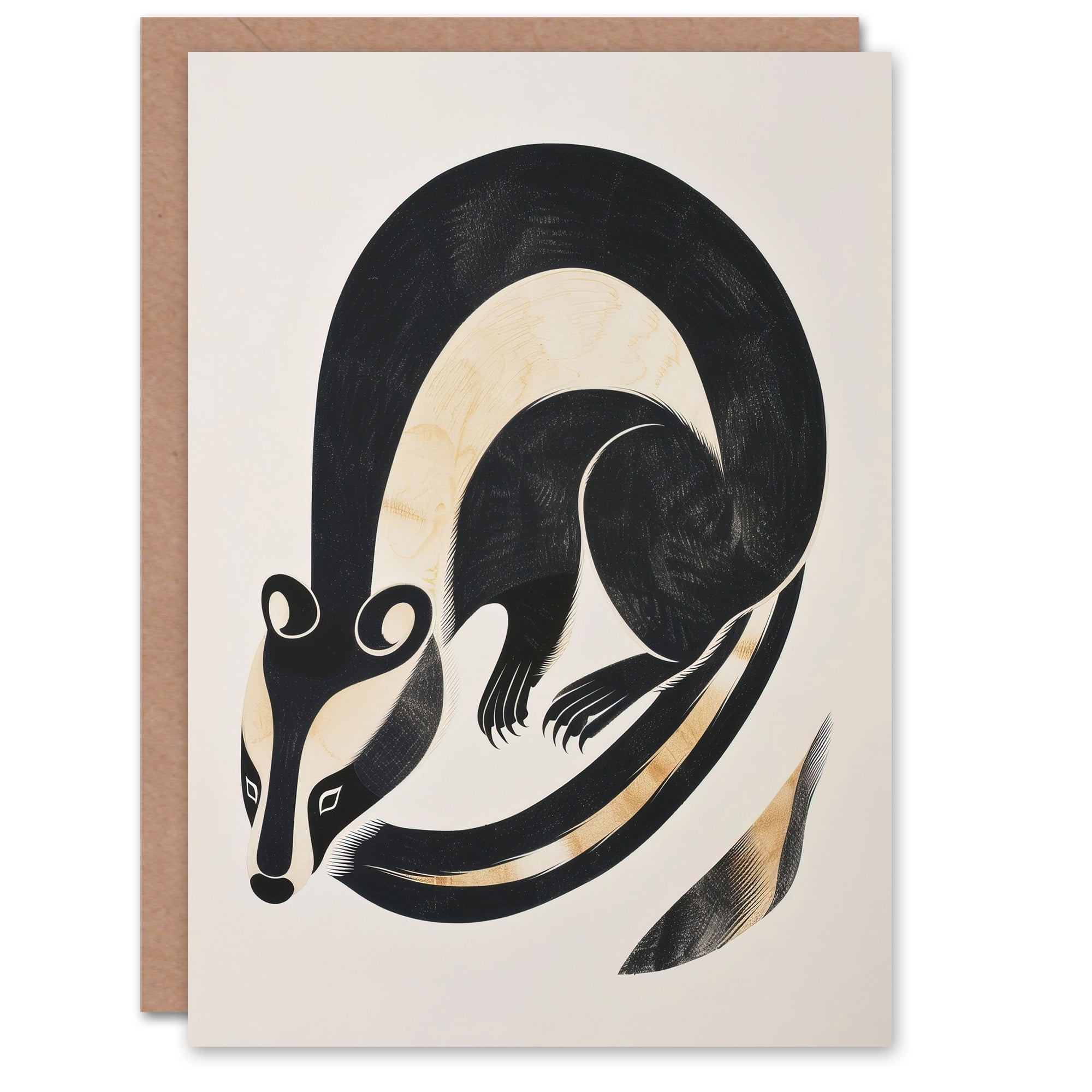 Artery8 Badger Inuit Art Style Animal Painting Greeting Birthday Card ...