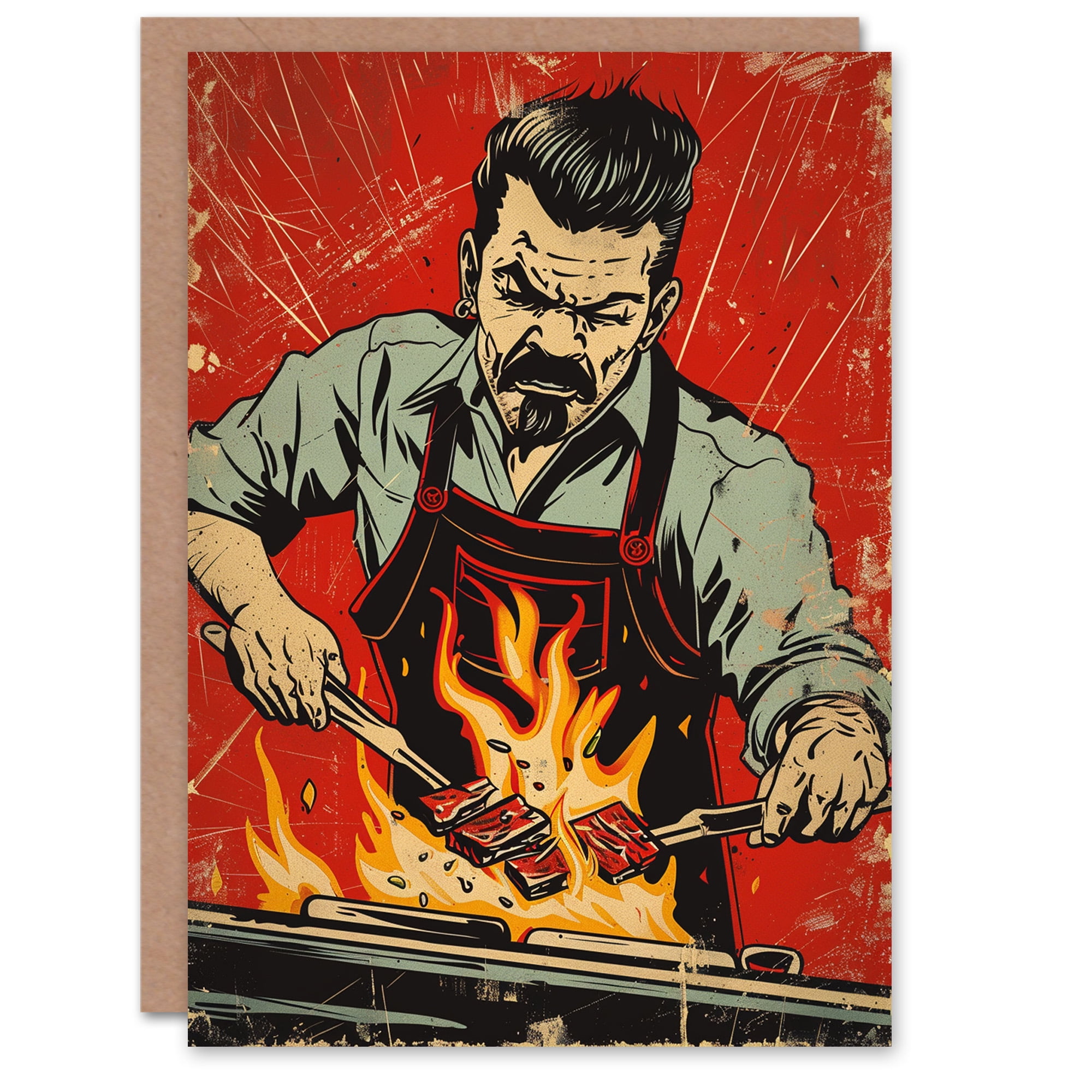 Artery8 Barbeque Fierce Bbq Grill Man Comic Book Style For Him Man ...