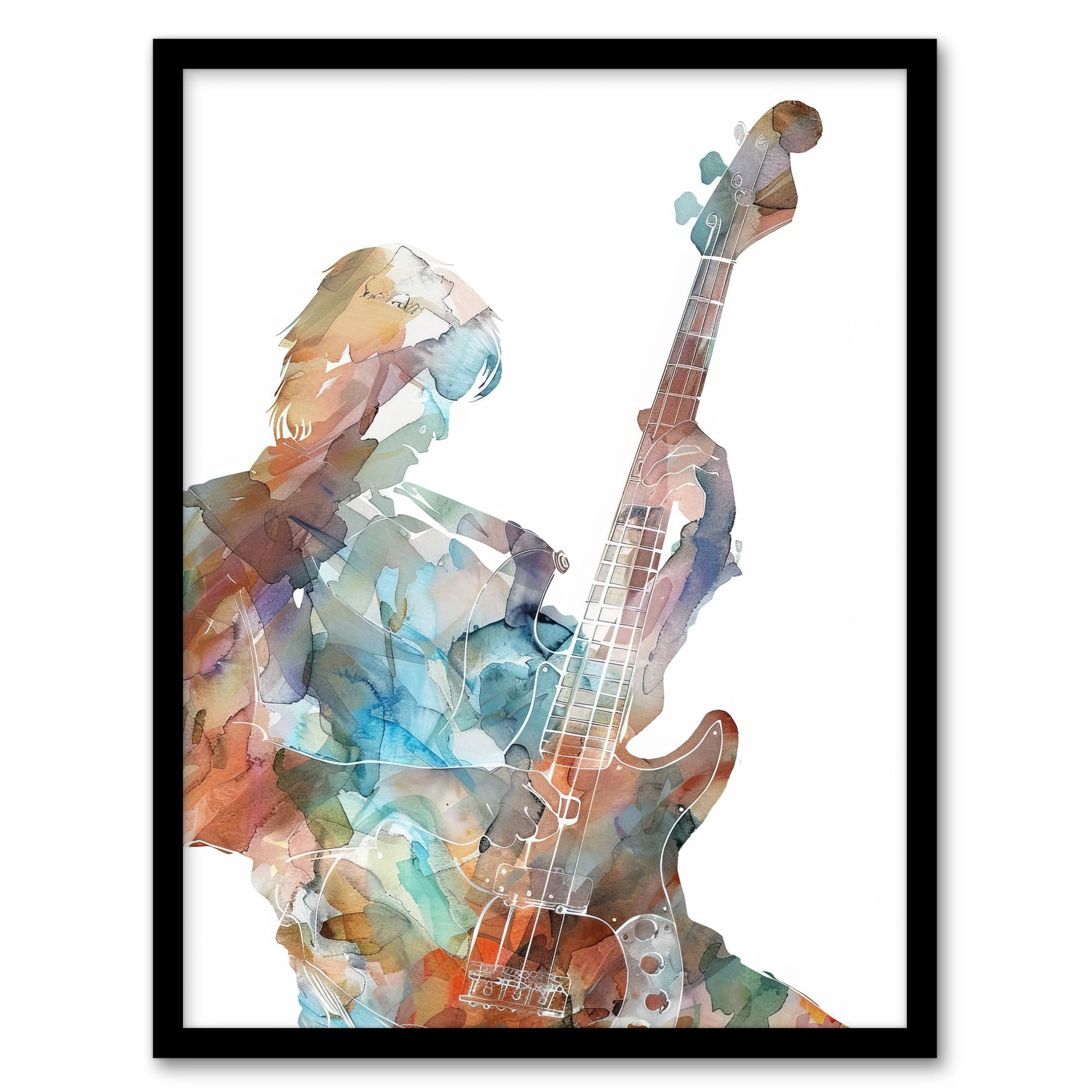 Artery8 Bass Player Musician Bassist Watercolour Painting Living Room ...