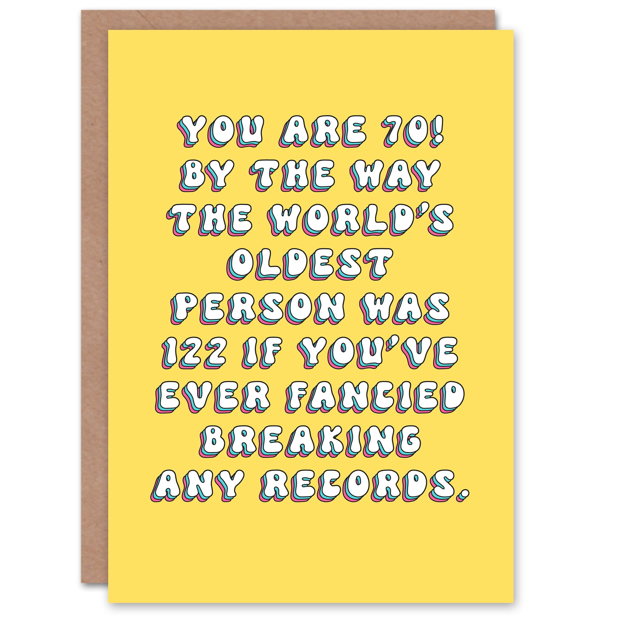 Artery8 Birthday Card 70th Fancy Breaking Records Fun Funny Happy Joke ...