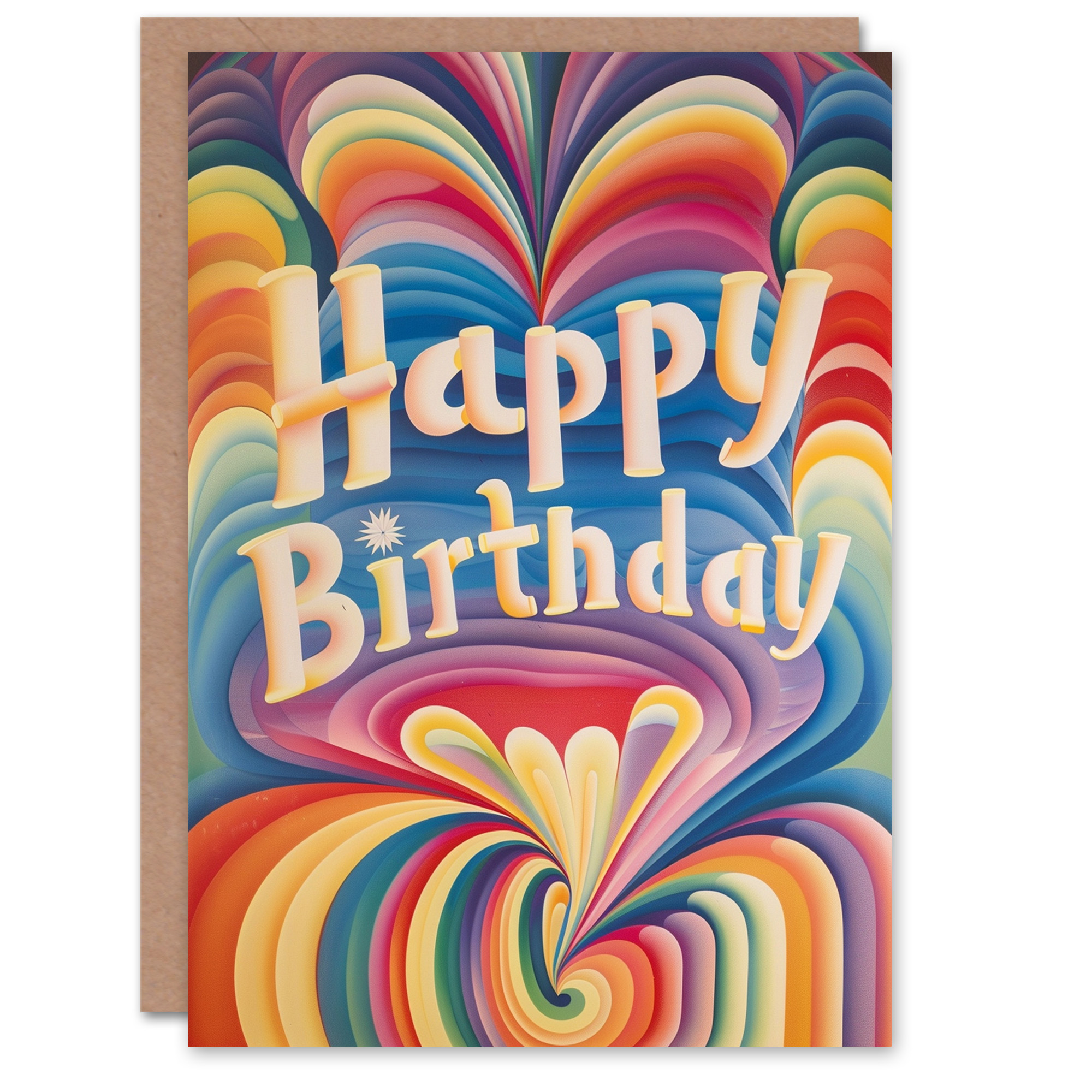 Artery8 Birthday Card Abstract Psychedelic Trippy Rainbow Design For ...