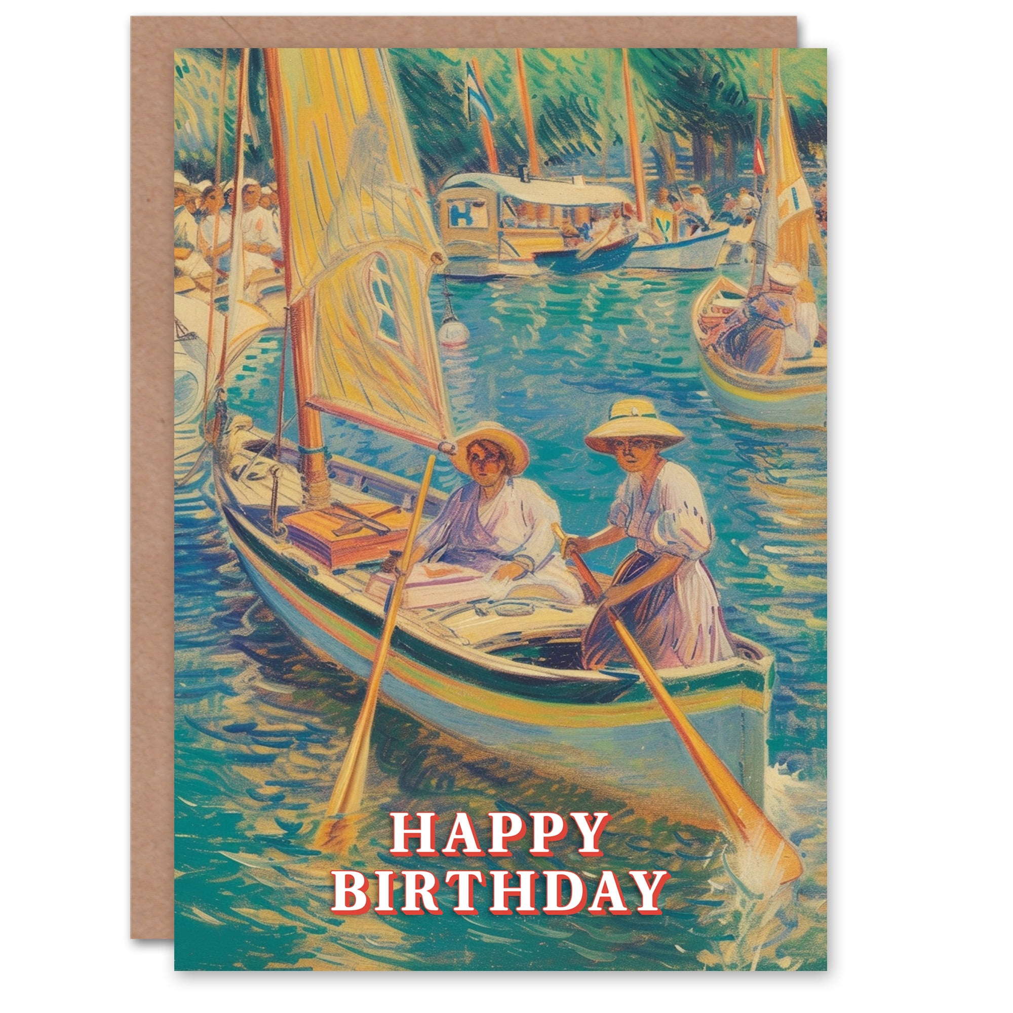 Artery8 Birthday Card Boat Race Regatta Sailing Ladies Oil Painting For ...
