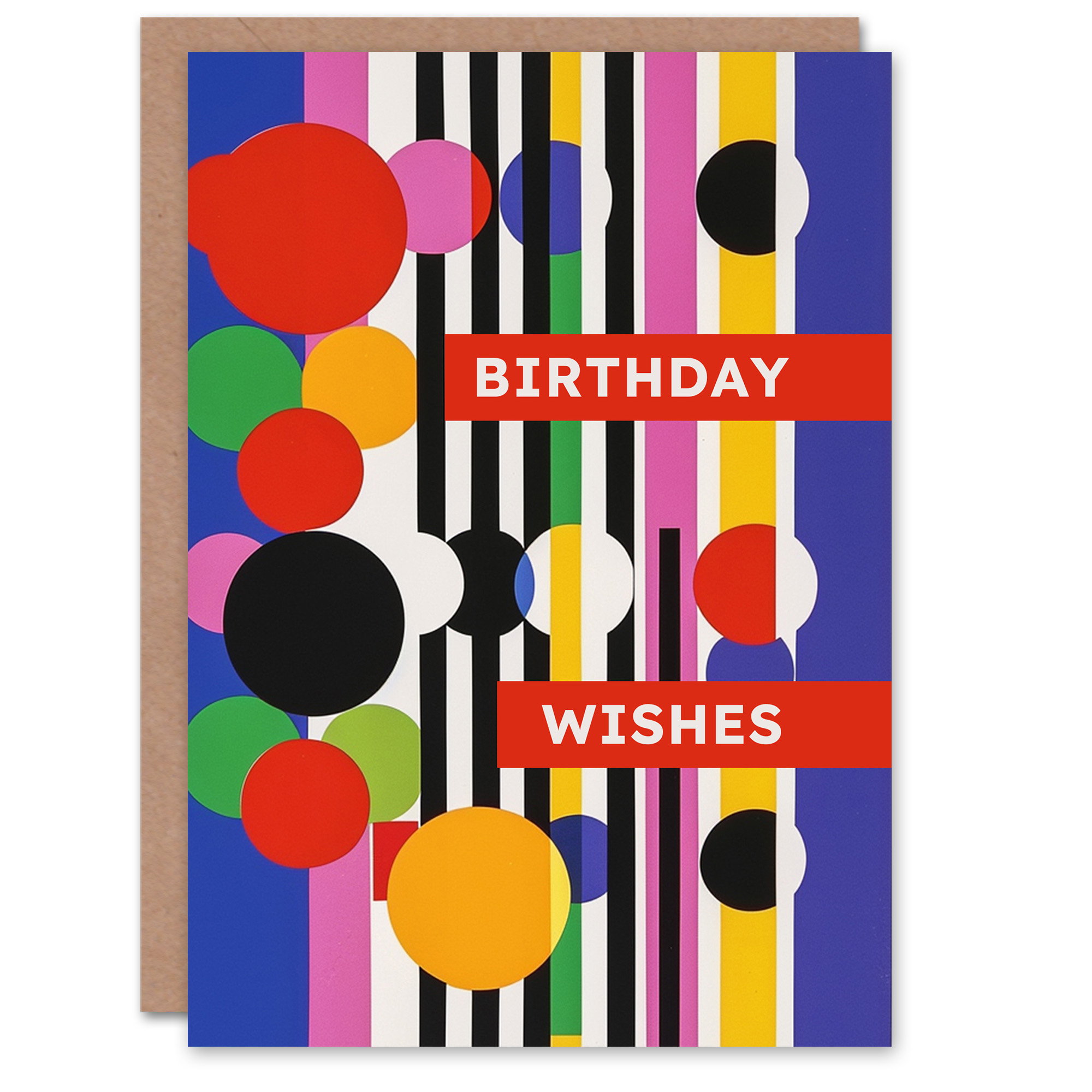 Artery8 Birthday Card Bright Colourful Modern Art Dots Stripes Artwork ...