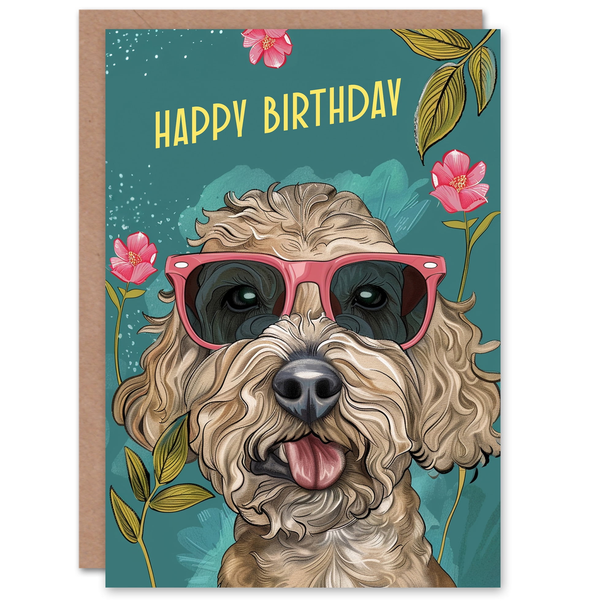 Artery8 Birthday Card Cockapoo Dog Lover Sunglasses Flowers For Her ...