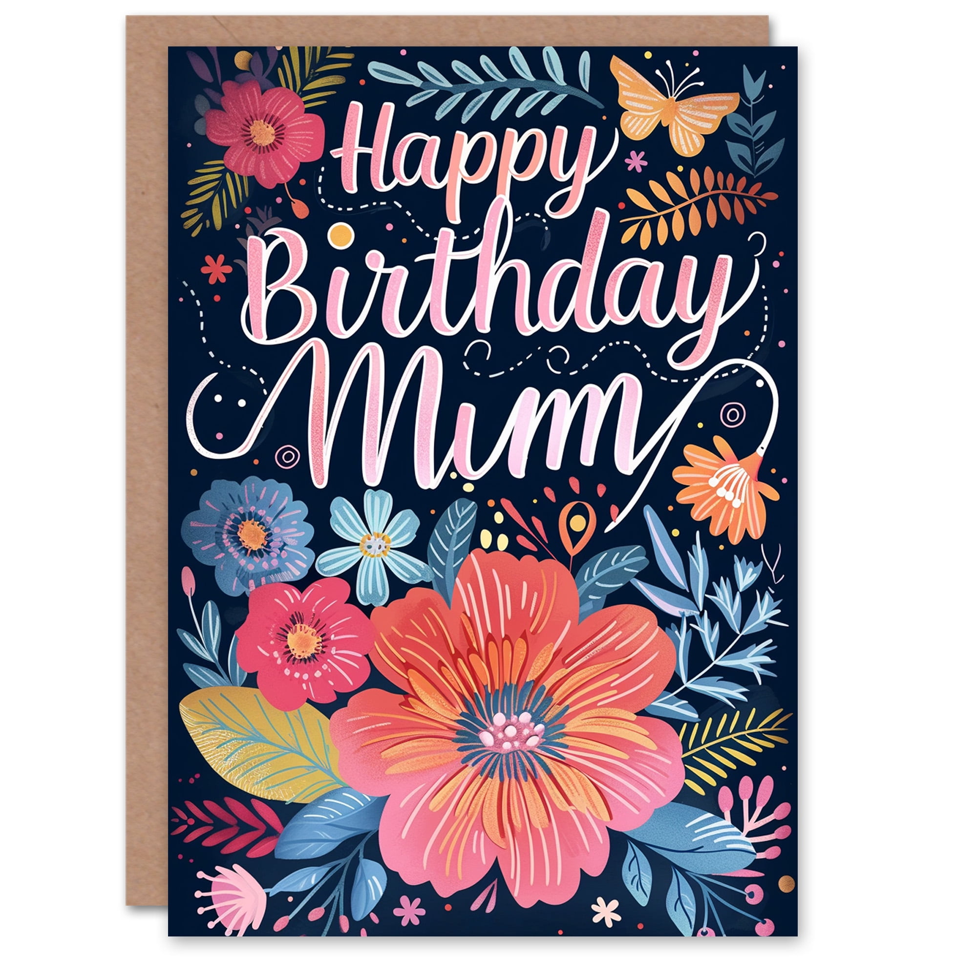 Artery8 Birthday Card Colourful Exotic Flowers Floral Design For Mum ...