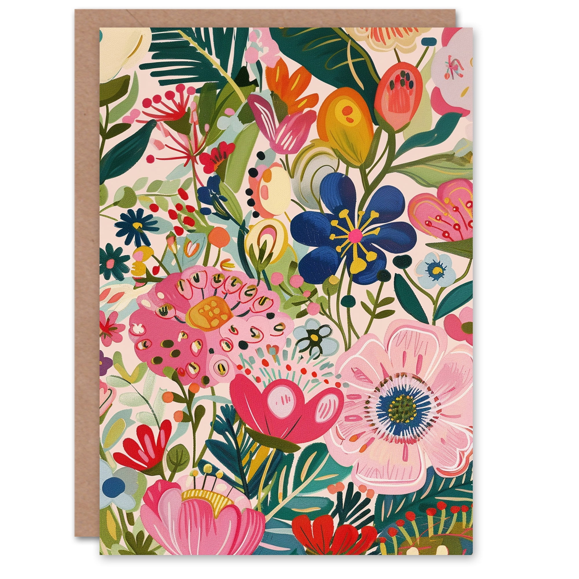 Artery8 Birthday Card Colourful Watercolour Flower Pattern Design For ...