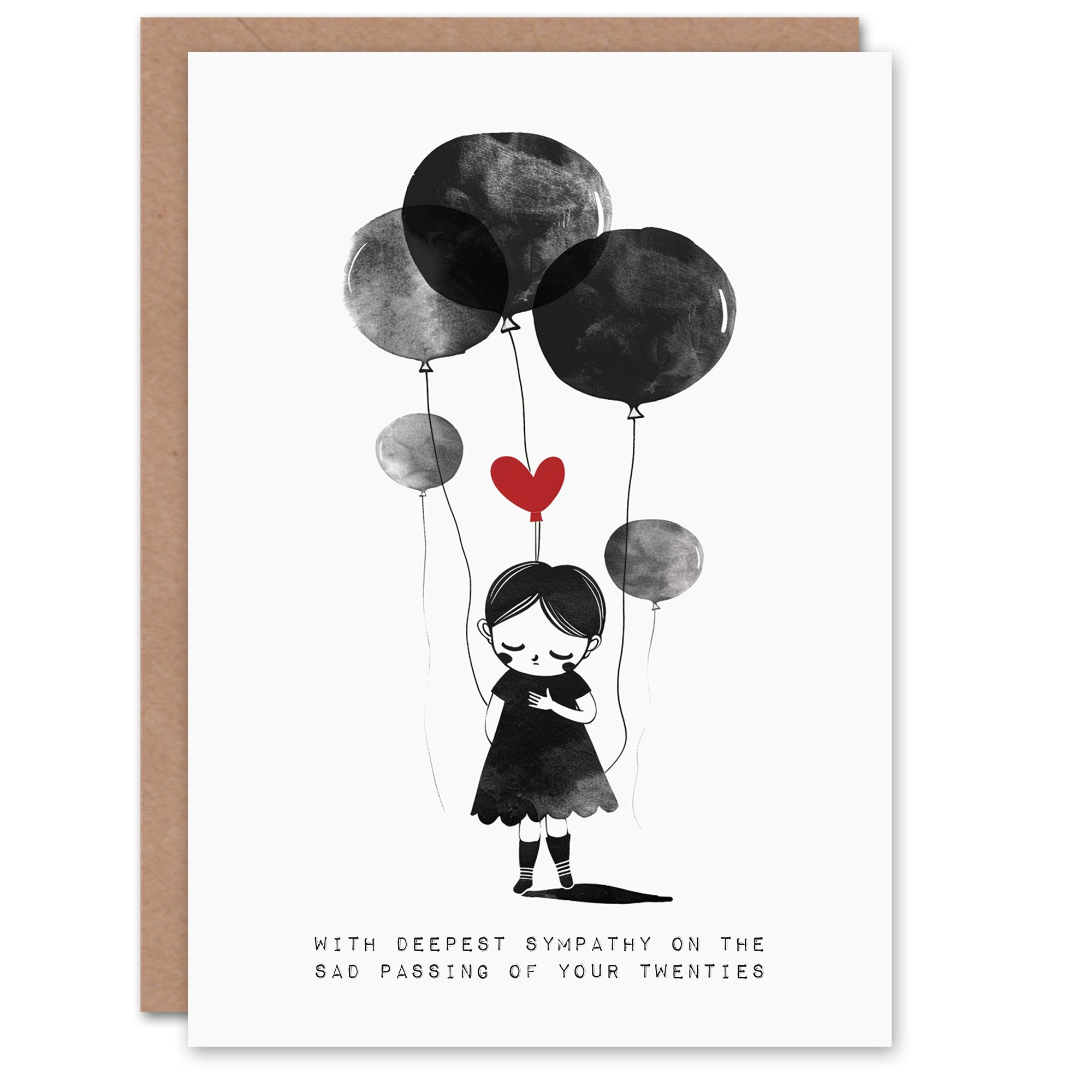 Artery8 Birthday Card Deepest Sympathy 30 Humour Sad Girl Balloons For ...