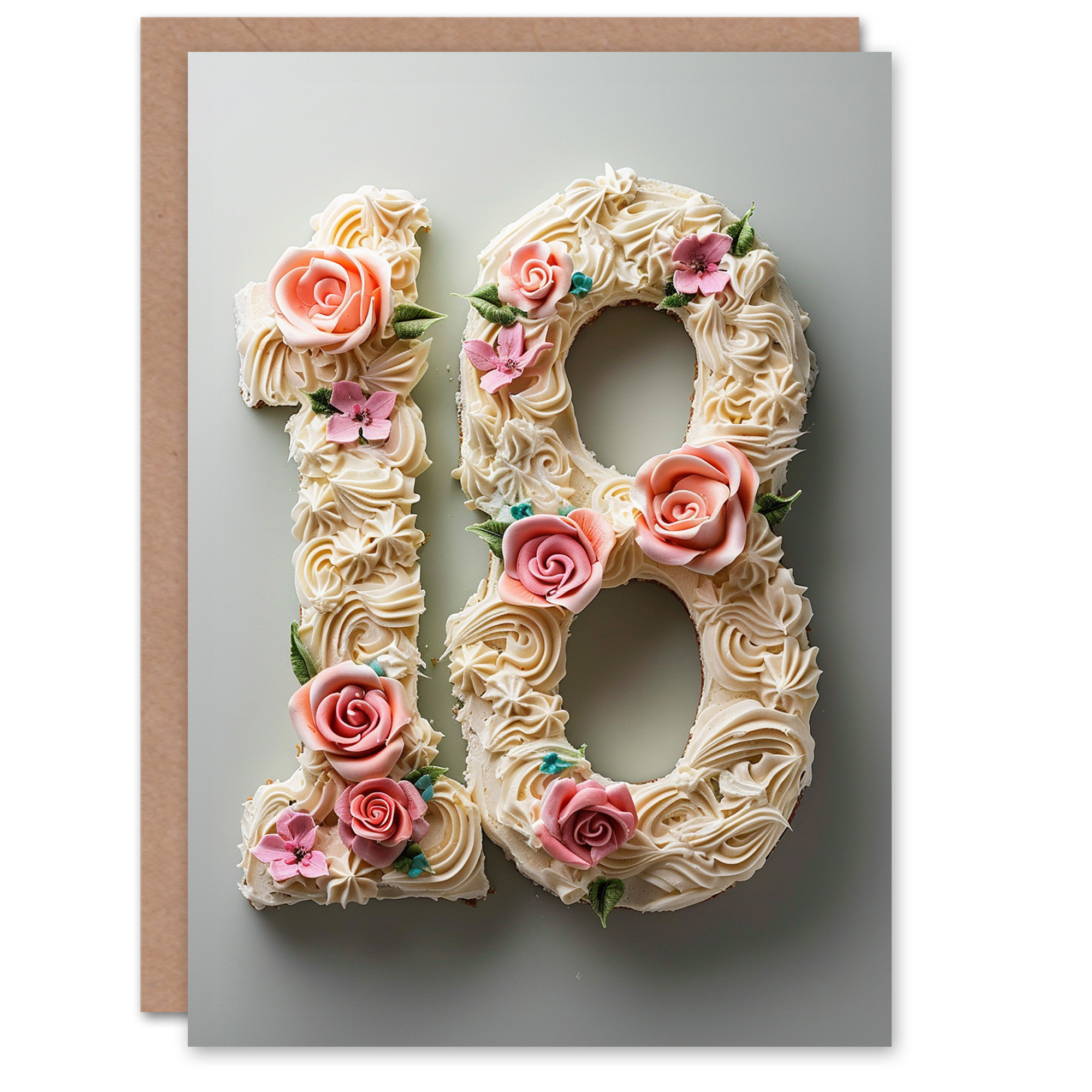 Artery8 Birthday Card Fancy Floral Number Cake 18 Eighteen For Her ...