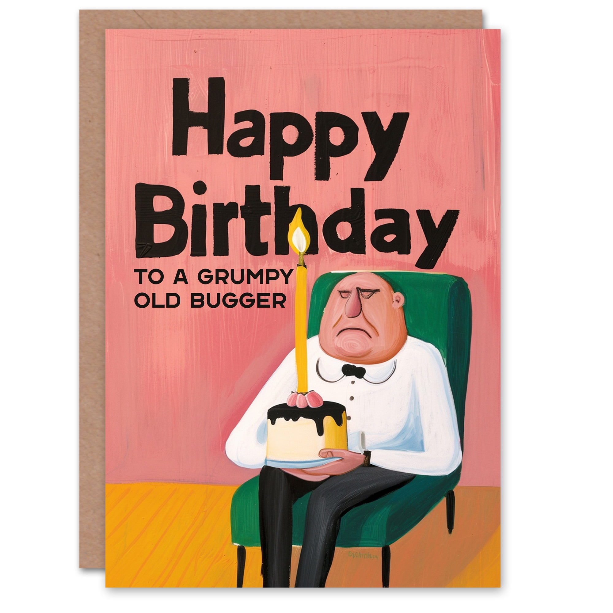 Artery8 Birthday Card Grumpy Old Bugger Birthday Cake Painting Fun For ...