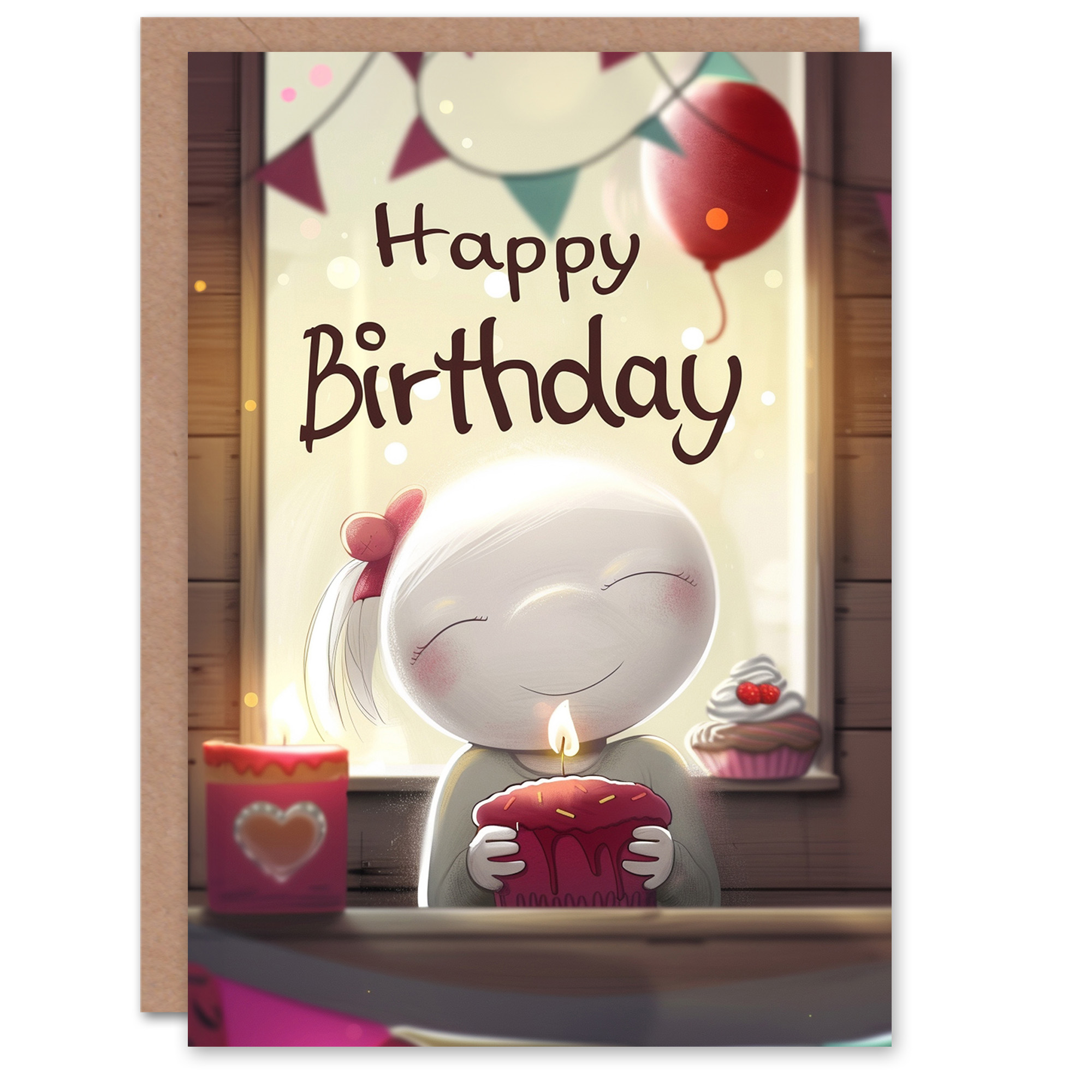 Artery8 Birthday Card Happy Girl Muffin Cake Cartoon For Her Gran ...