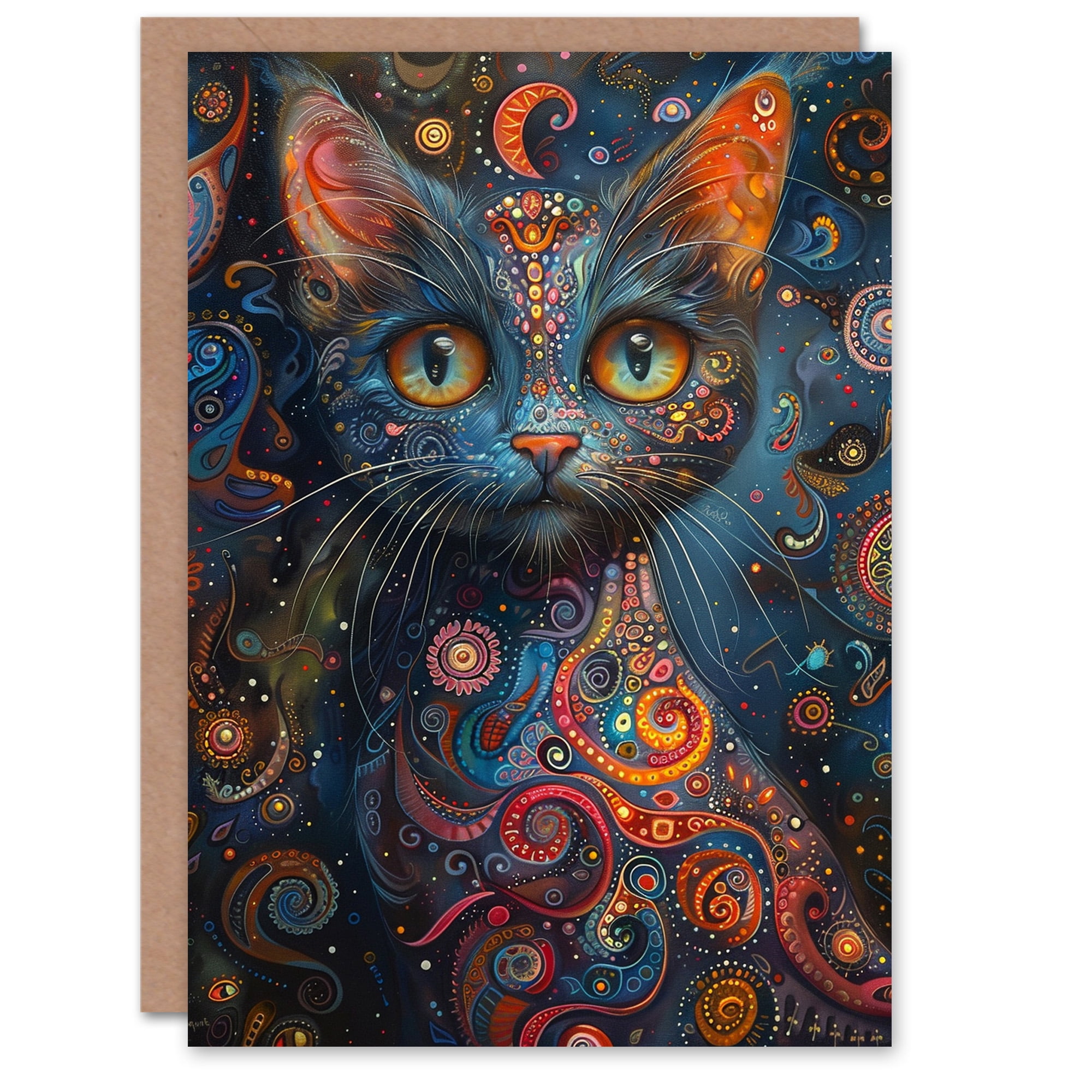 Artery8 Birthday Card Kaleidoscope Cat Galaxy Trippy Concept Art For ...