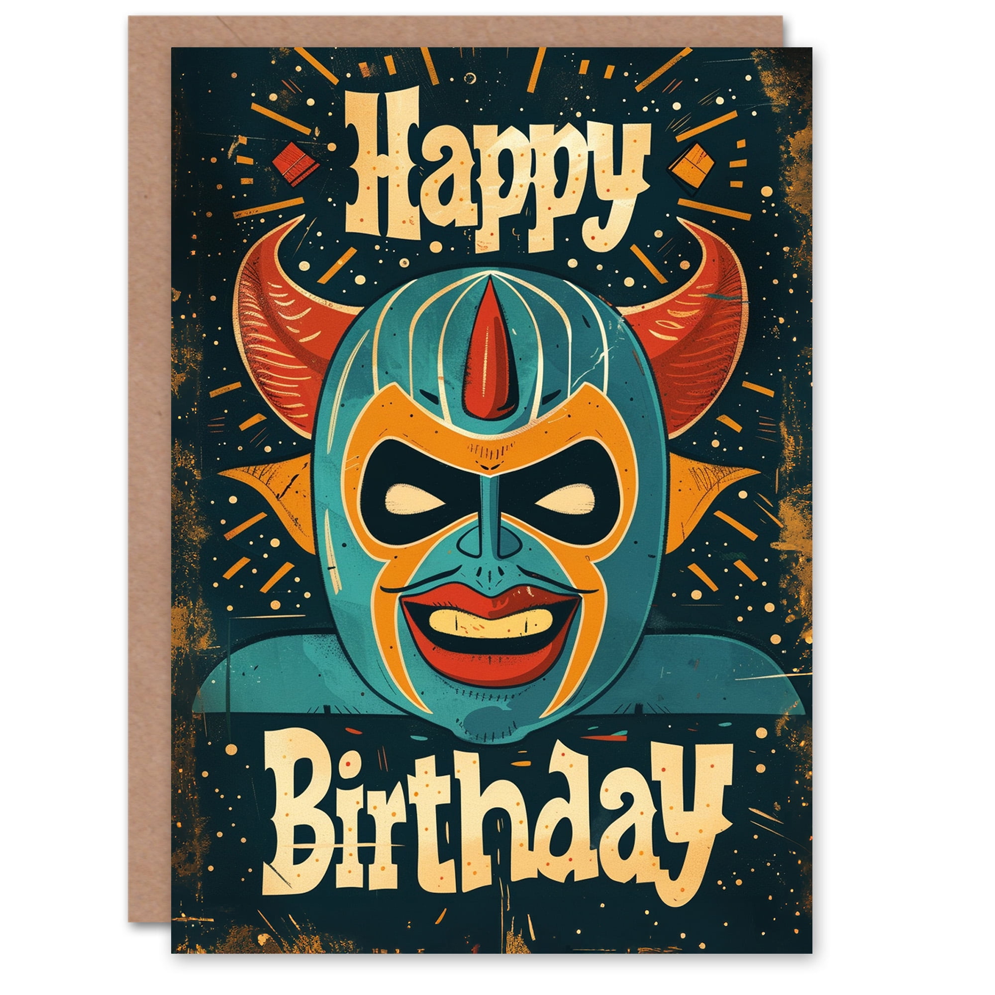 Artery8 Birthday Card Lucha Libre Mexican Wrestler For Child Kids Son ...