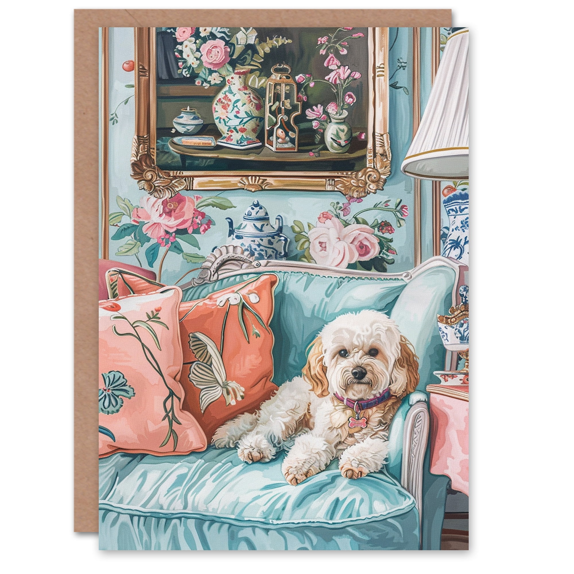 Artery8 Birthday Card Luxury Cockapoo Dog Lover Couch Pet Portrait For ...