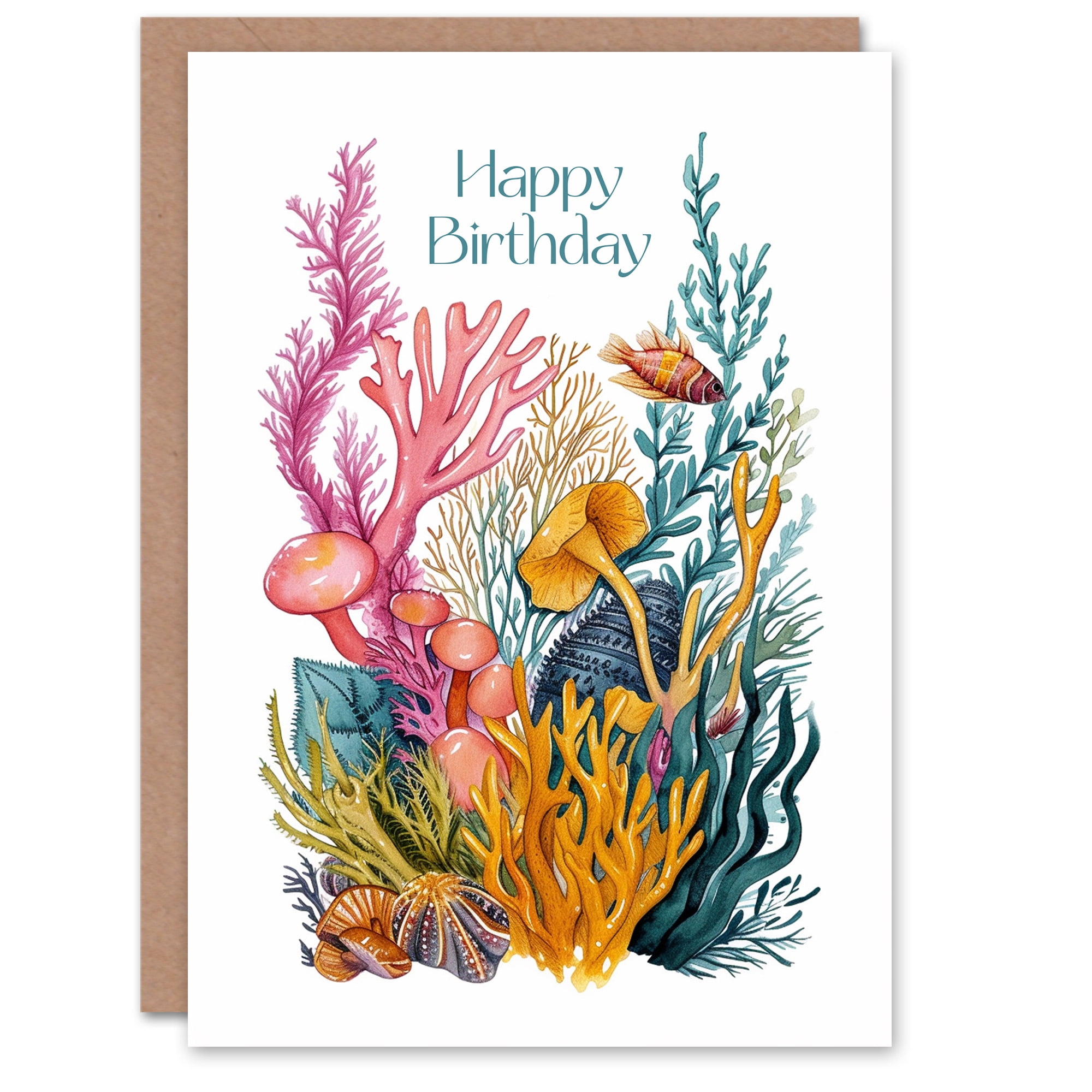 Artery8 Birthday Card Under The Sea Coral Reef Fish Sealife Simple For ...