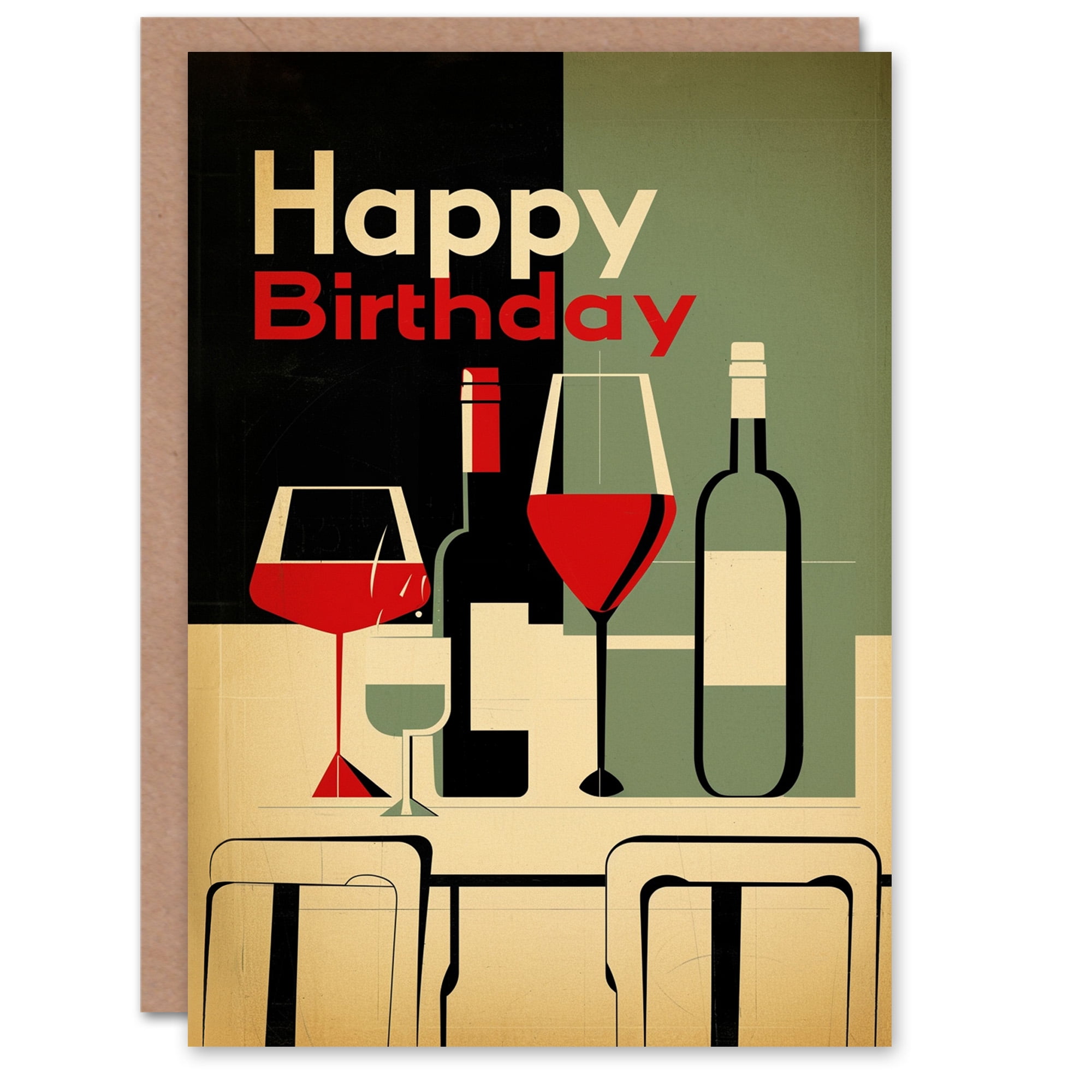 Artery8 Birthday Card Wino Wine Glasses Modern Drinker For Him Her Man ...