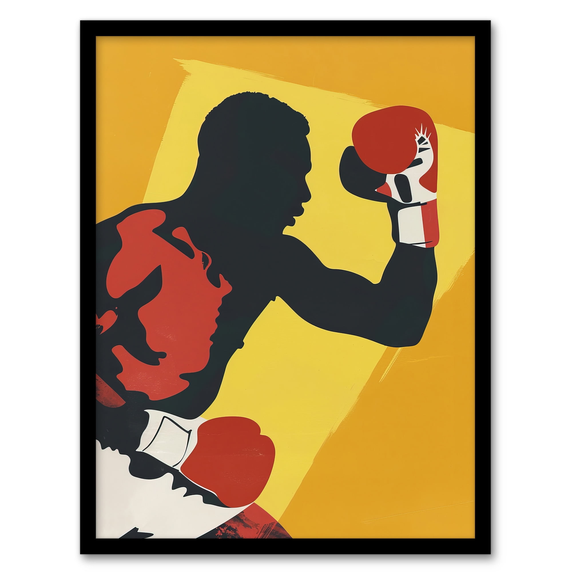 Artery8 Boxer Fight Boxing Match Gloves Yellow Portrait Living Room Art ...