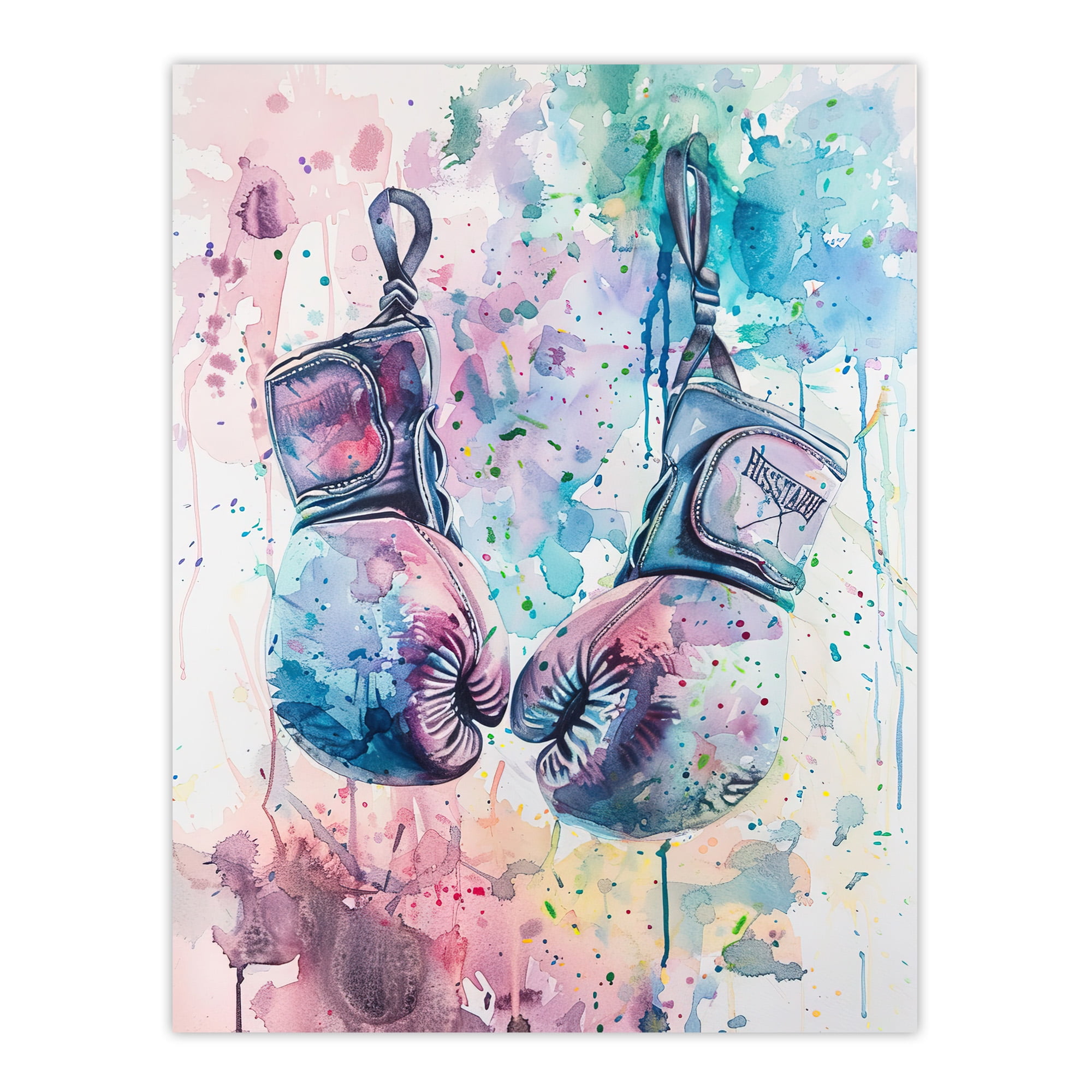 Artery8 Boxing Gloves Pastel Watercolour Splash Painting Living Room ...