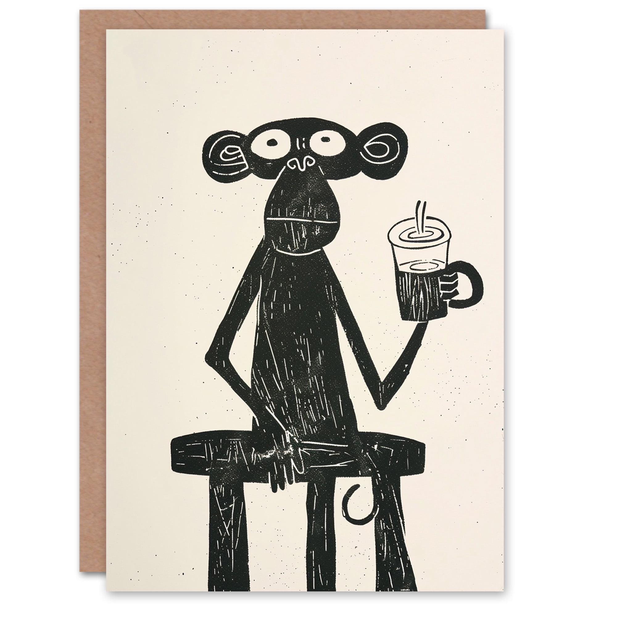 Artery8 Cartoon Monkey Chimp Drinking Iced Coffee Blank For Him Or Her ...