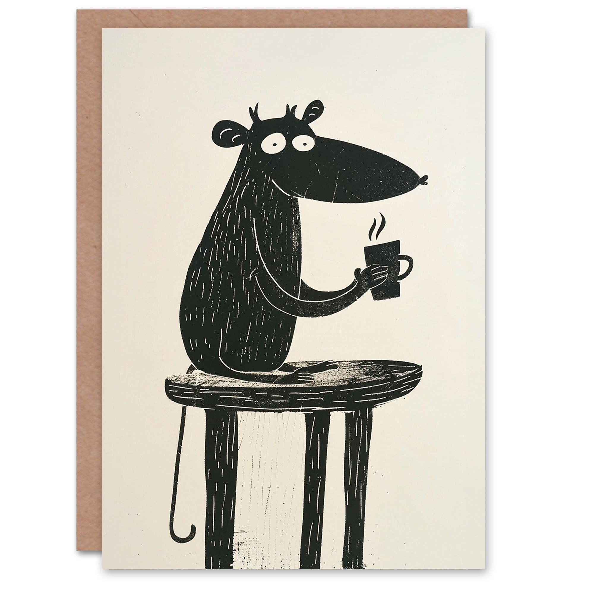 Artery8 Cartoon Rat Mouse Drinking Coffee Black Blank For Him Or Her ...