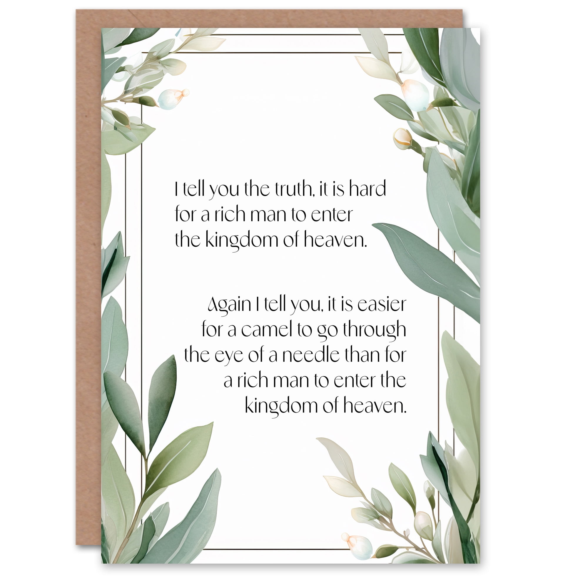 Artery8 Christian Birthday Card Matthew 19:24 Kingdom of Heaven Green ...