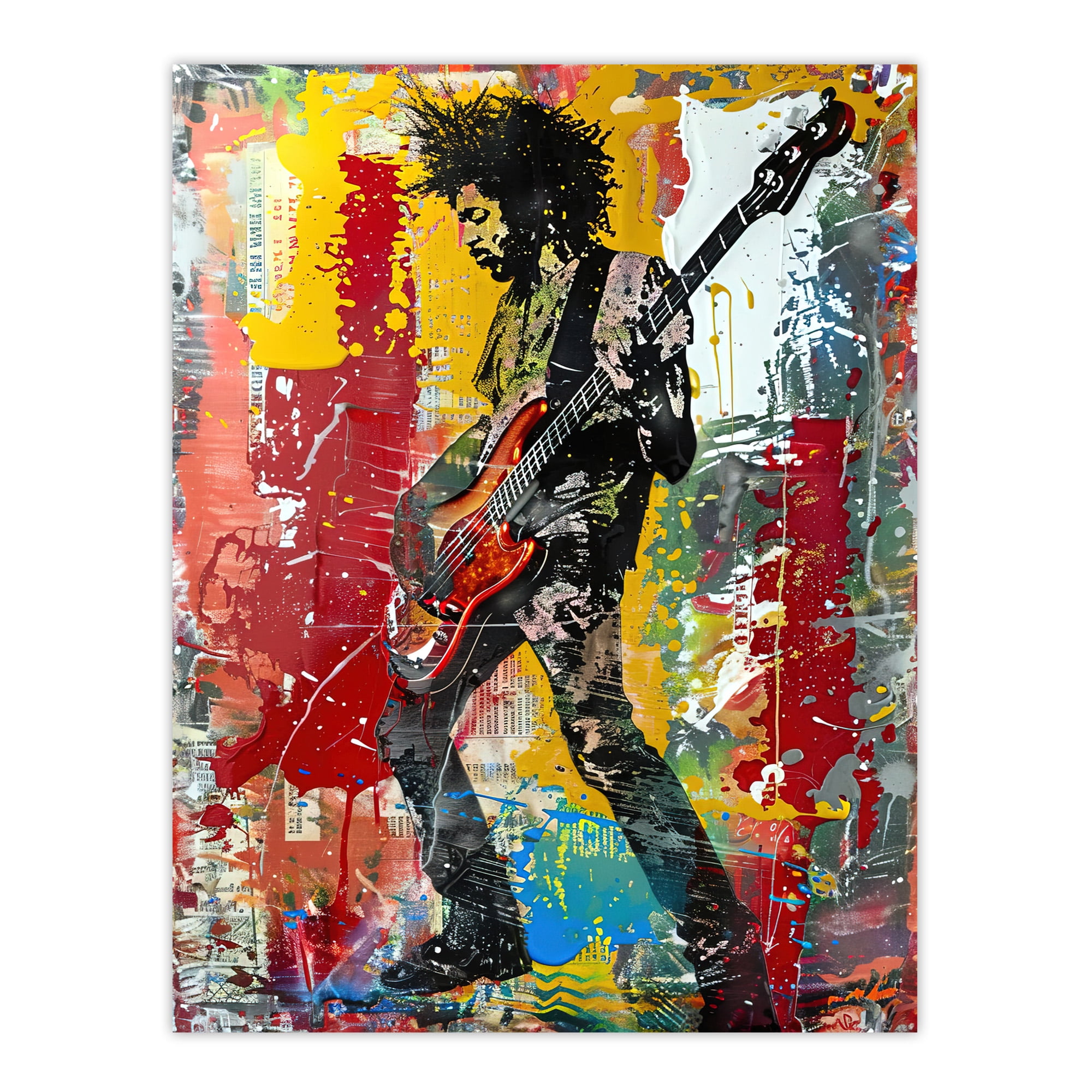 Artery8 Colourful Bassist Rocker Portrait Street Art Living Room ...