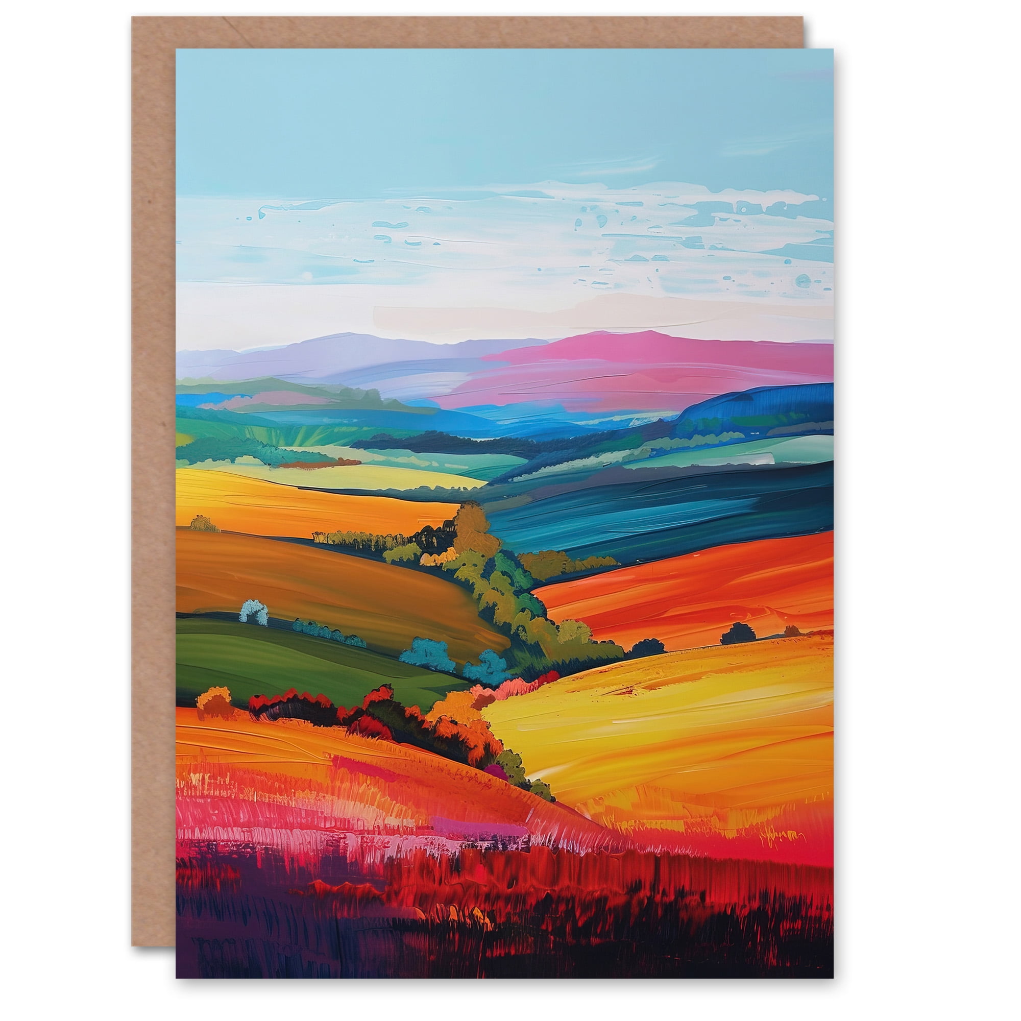 Artery8 Colourful Country Fields Rainbow Landscape Greeting Birthday ...