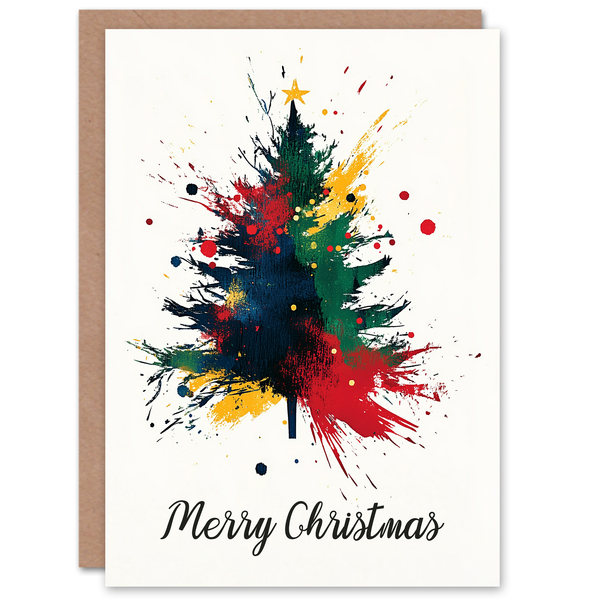 Artery8 Colourful Paint Splat Abstract Tree Modern Blank For Him Or Her ...