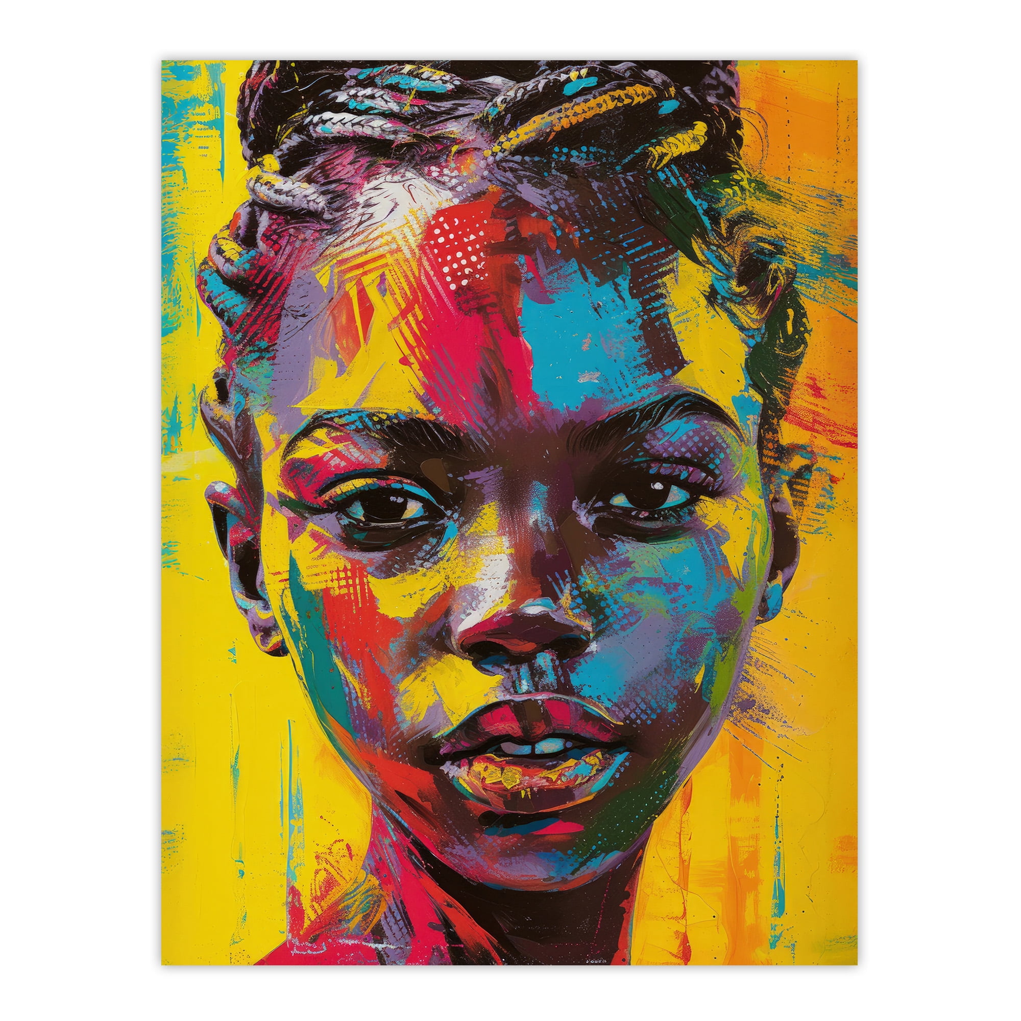 Artery8 Colourful Pop Art Portrait Girl in Braids Bright For Living ...