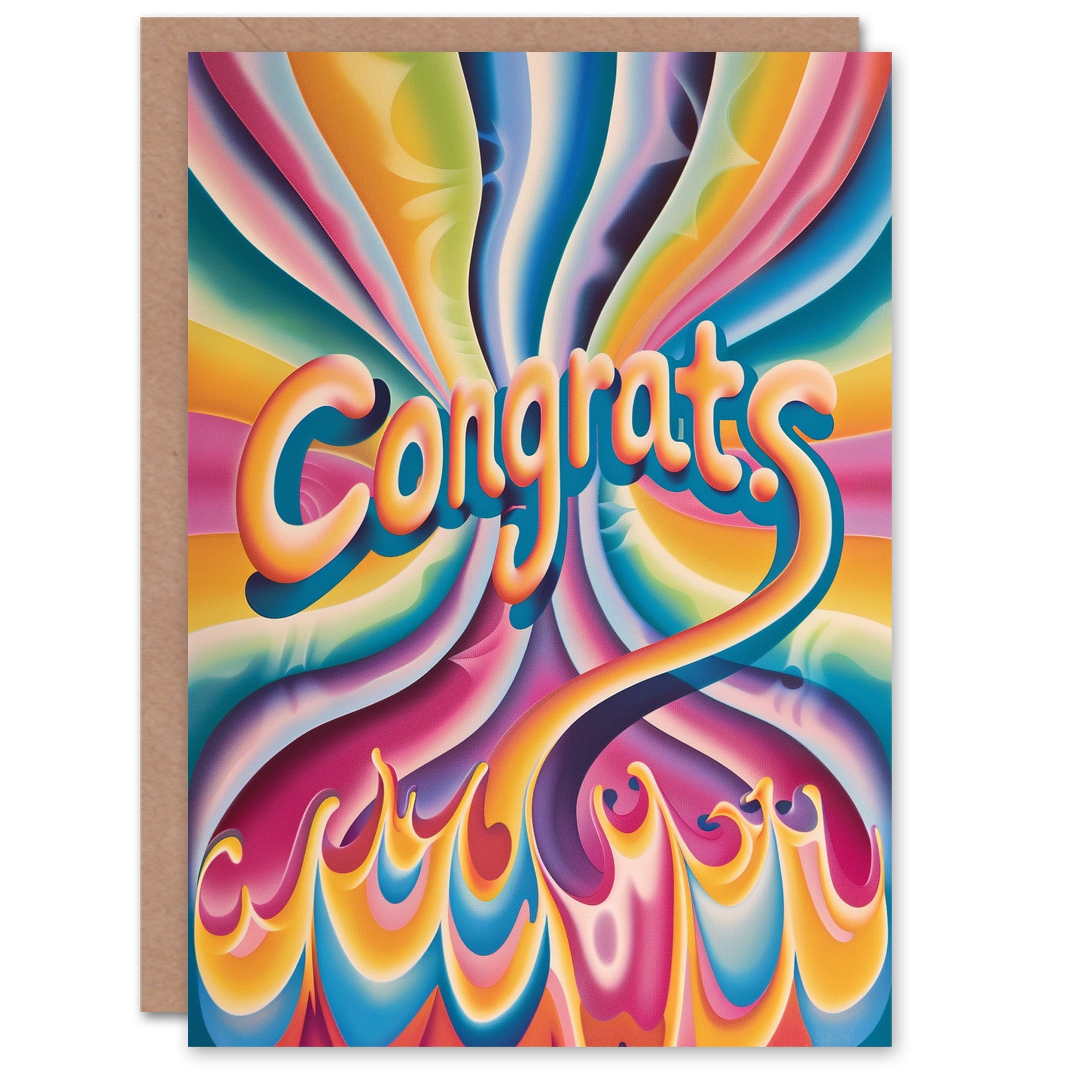 Artery8 Congratulations Card Fun Rainbow Trippy Congrats Hippy Retro ...