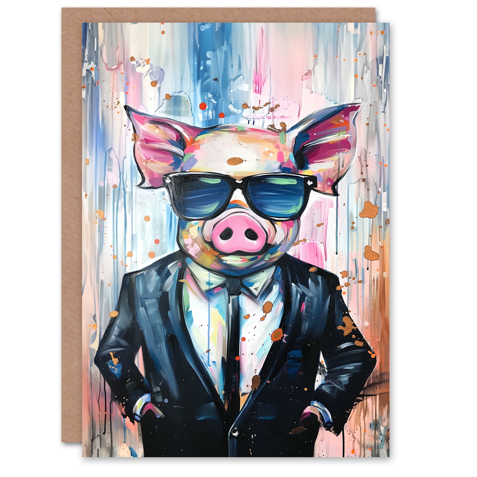 Artery8 Cool Pig in a Suit With Sunglasses Fun Painting For Him Man ...