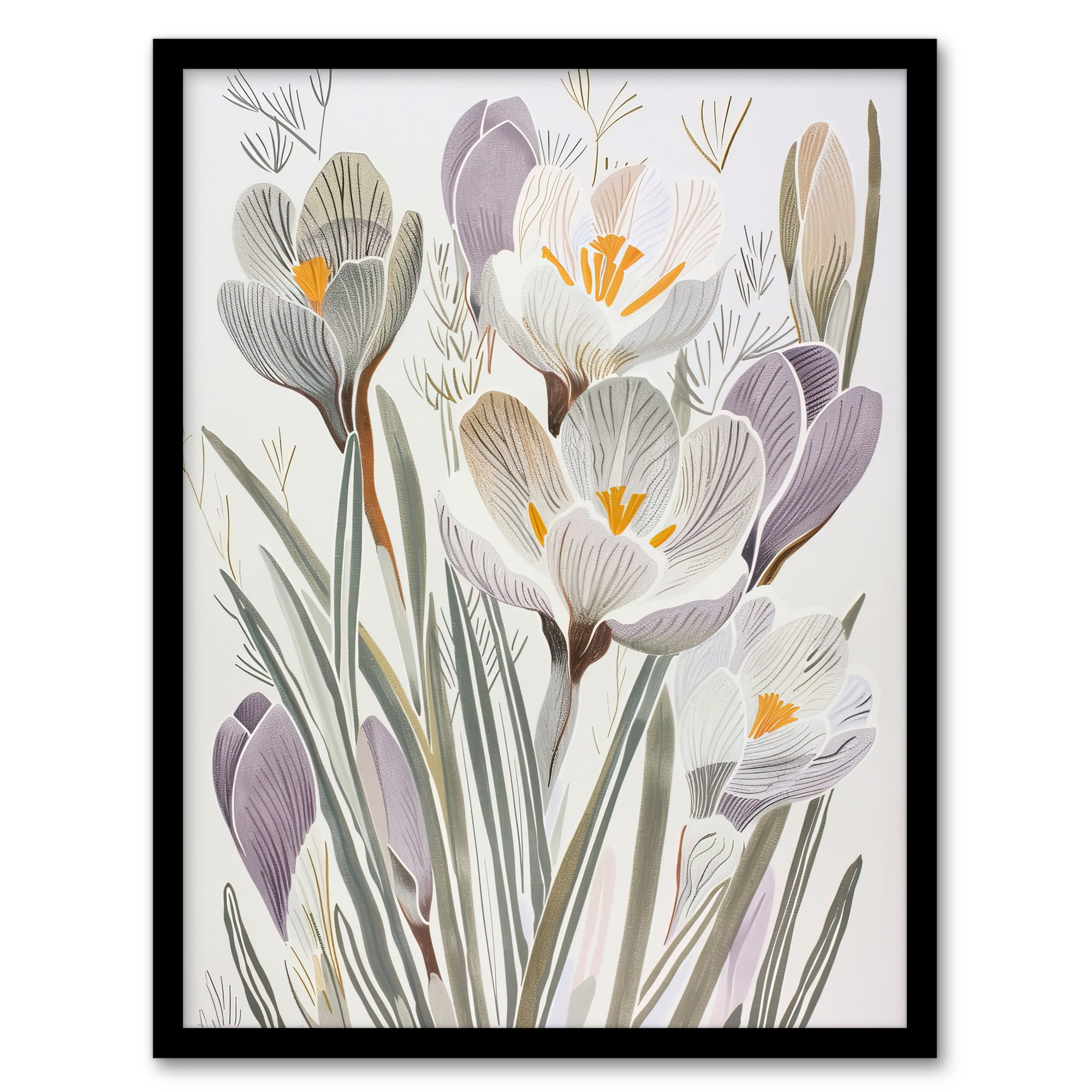 Artery8 Crocus Flowers in Bloom Artwork Pastel Bouquet Living Room Art ...
