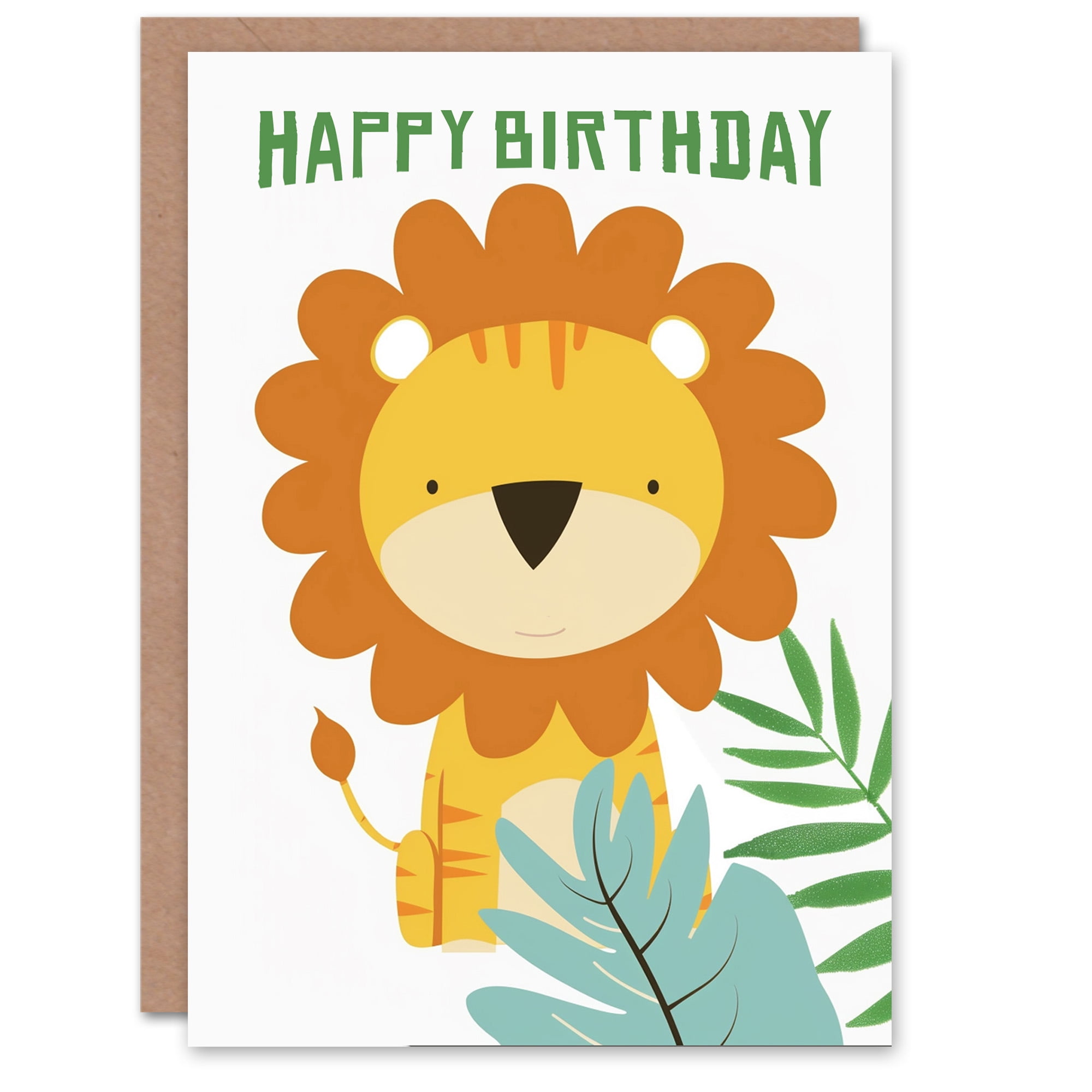 Artery8 Cute Baby Lion and Jungle Plants Bright Cartoon For Child Kids ...