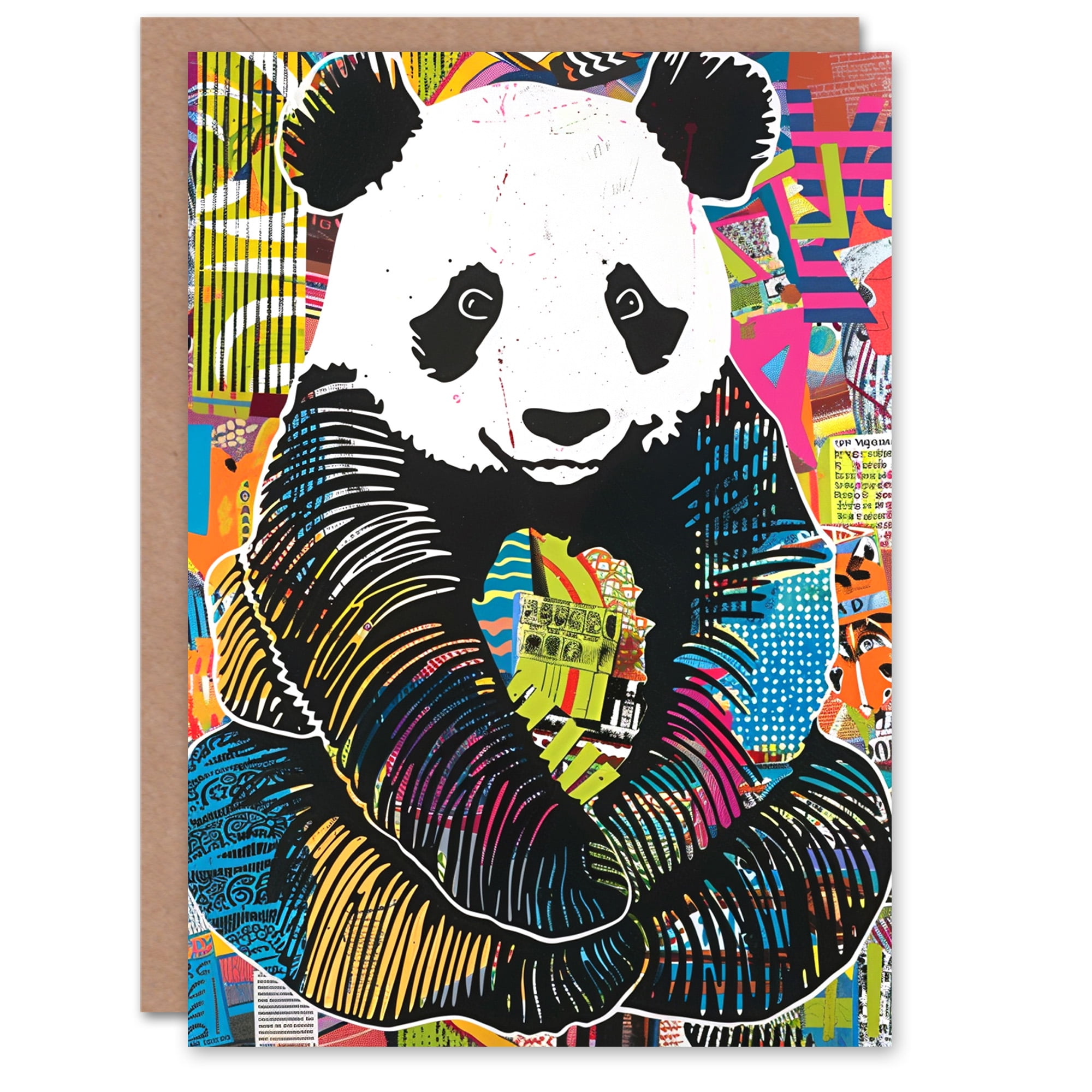 Artery8 Cute Panda Bear Modern Colourful Pattern Pop Art Blank For Him ...