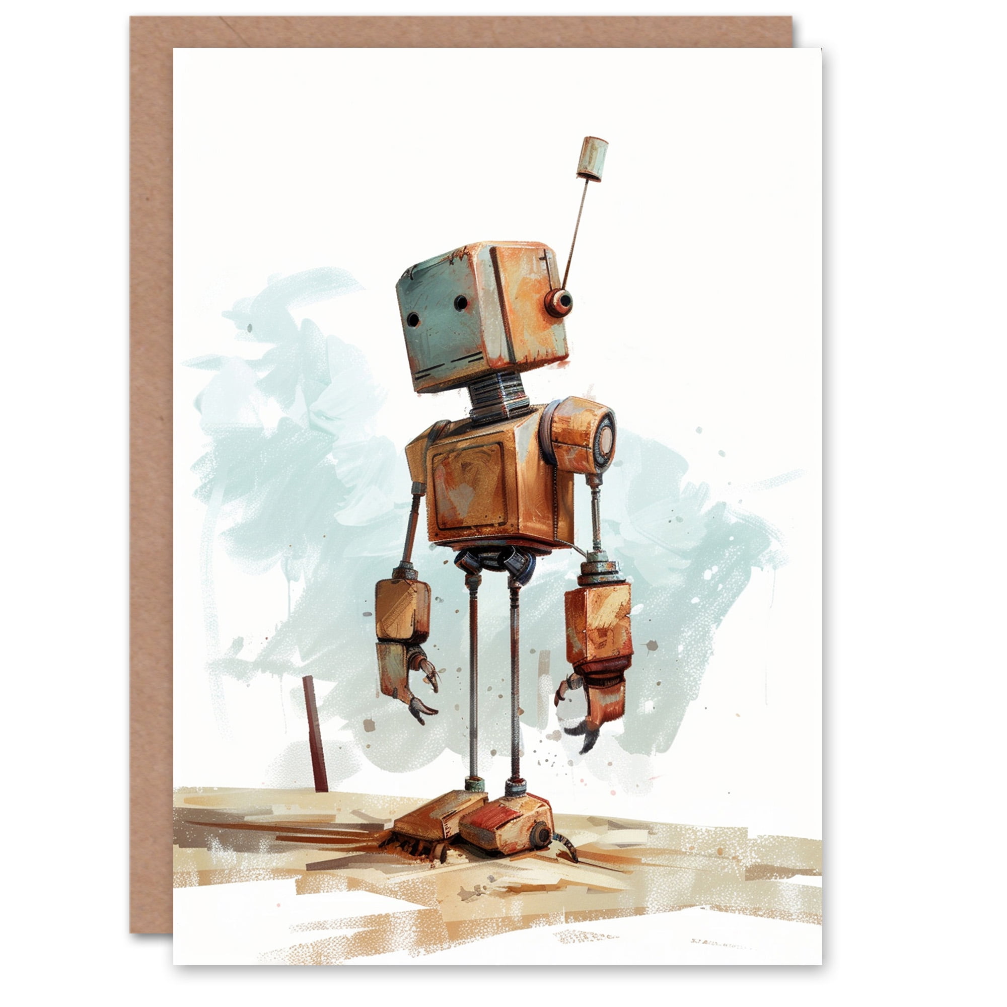 Artery8 Cute Retro Mechanoid Bot Robot Concept Art Blank For Him Or Her ...