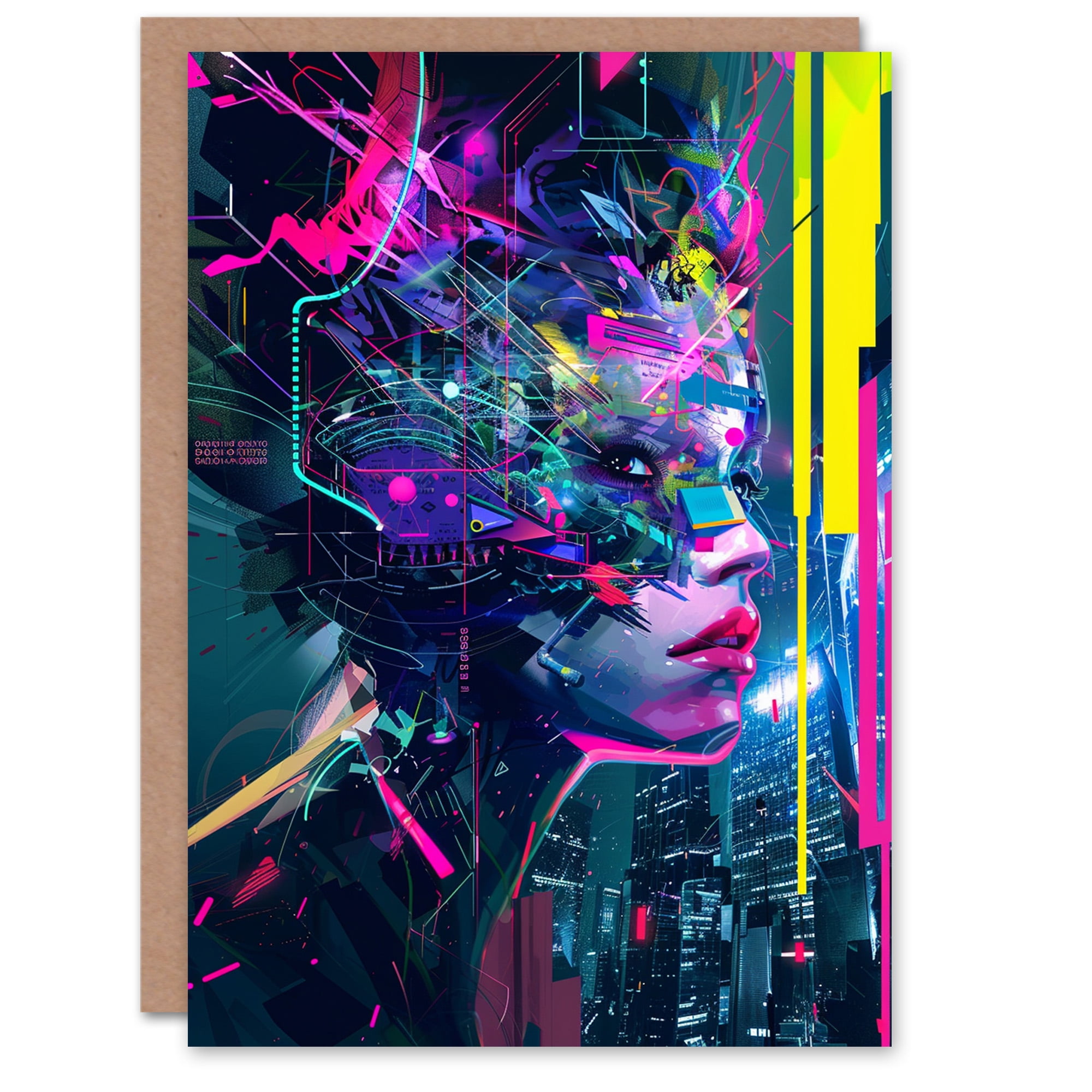 Artery8 Cyberdelic Culture Vibrant Female Cyborg Portrait Blank For Him ...