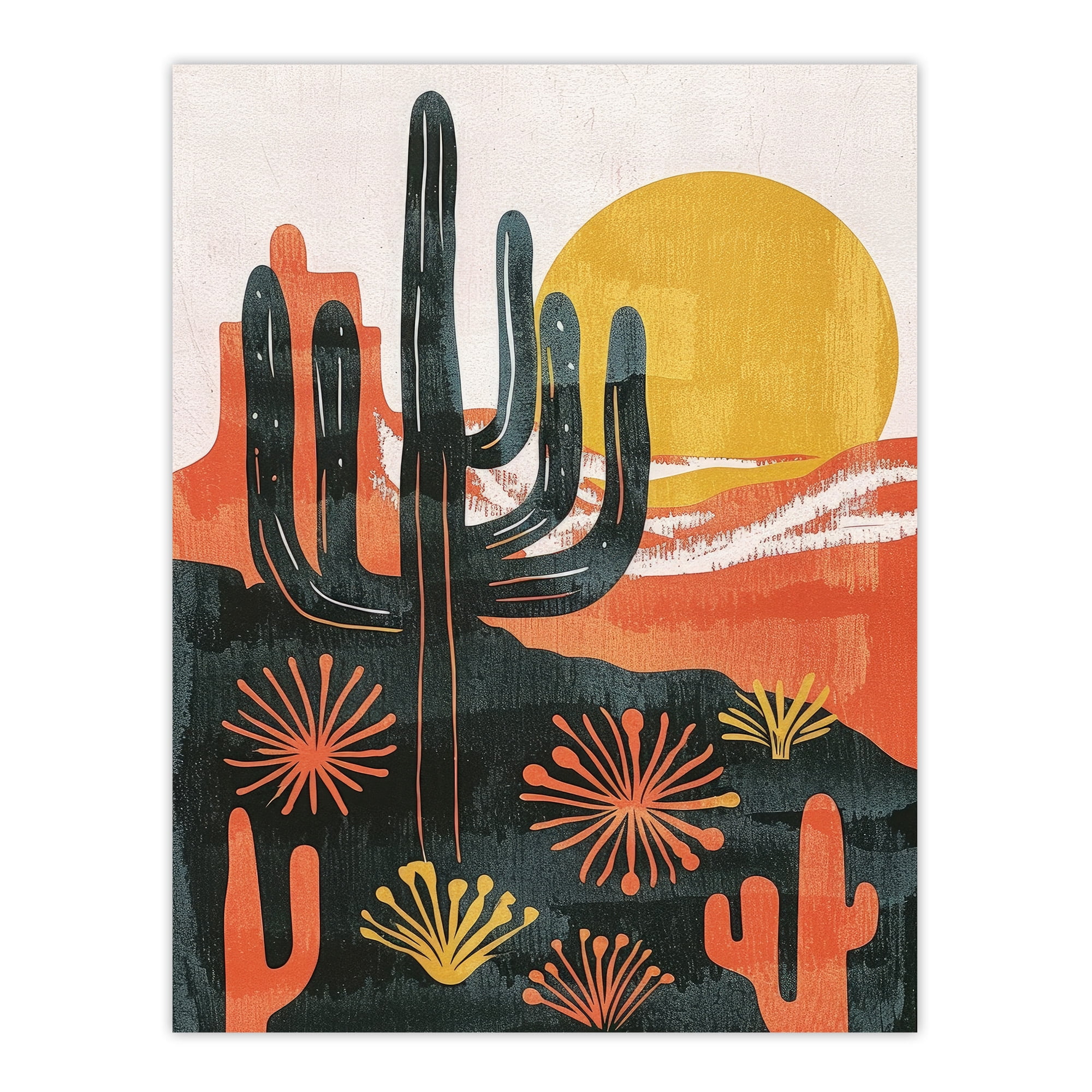 Artery8 Desert Cactus Sunset Simple Bobo Cacti Landscape For Living ...