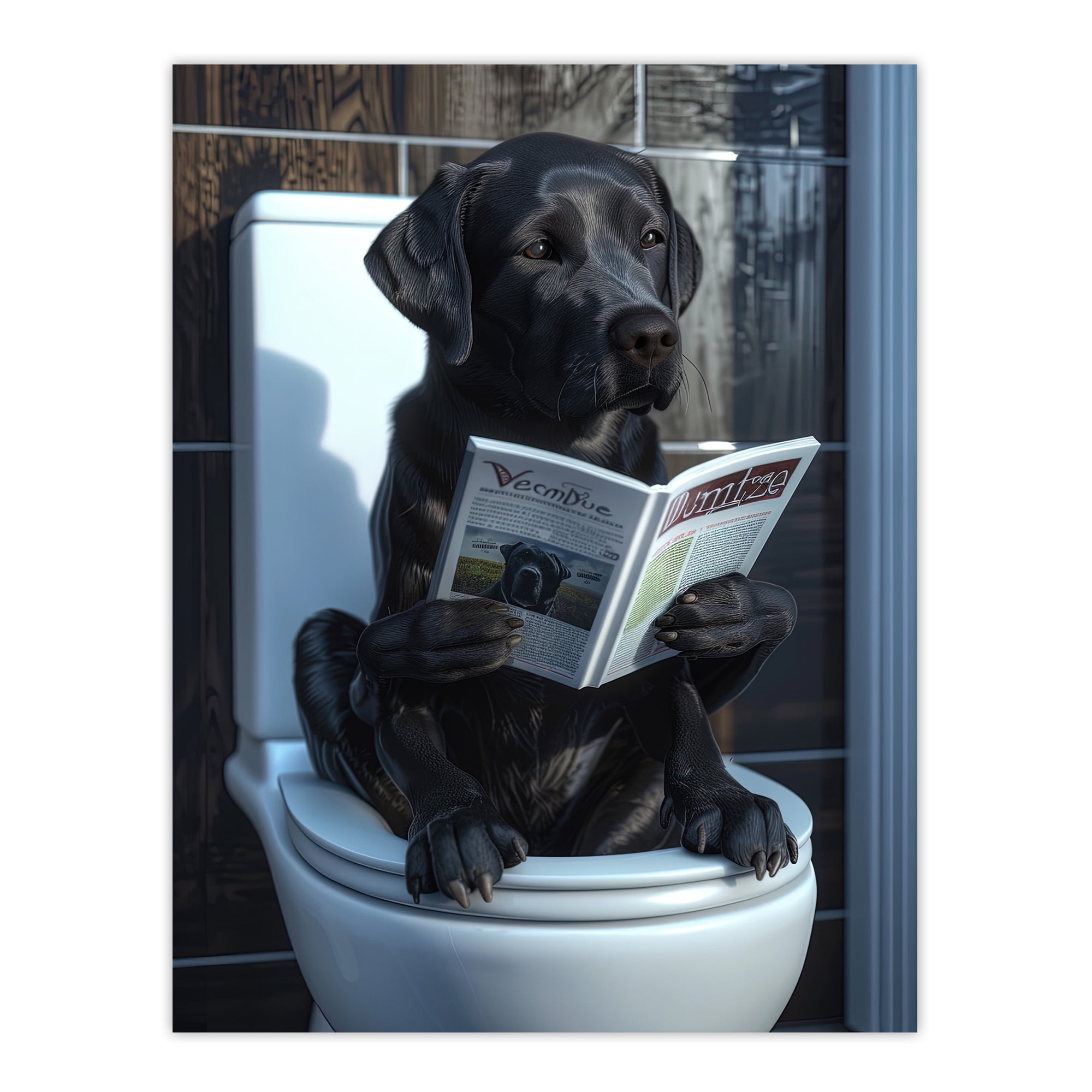Artery8 Dog Lover Funny Black Labrador Reading on Toilet For Bathroom ...