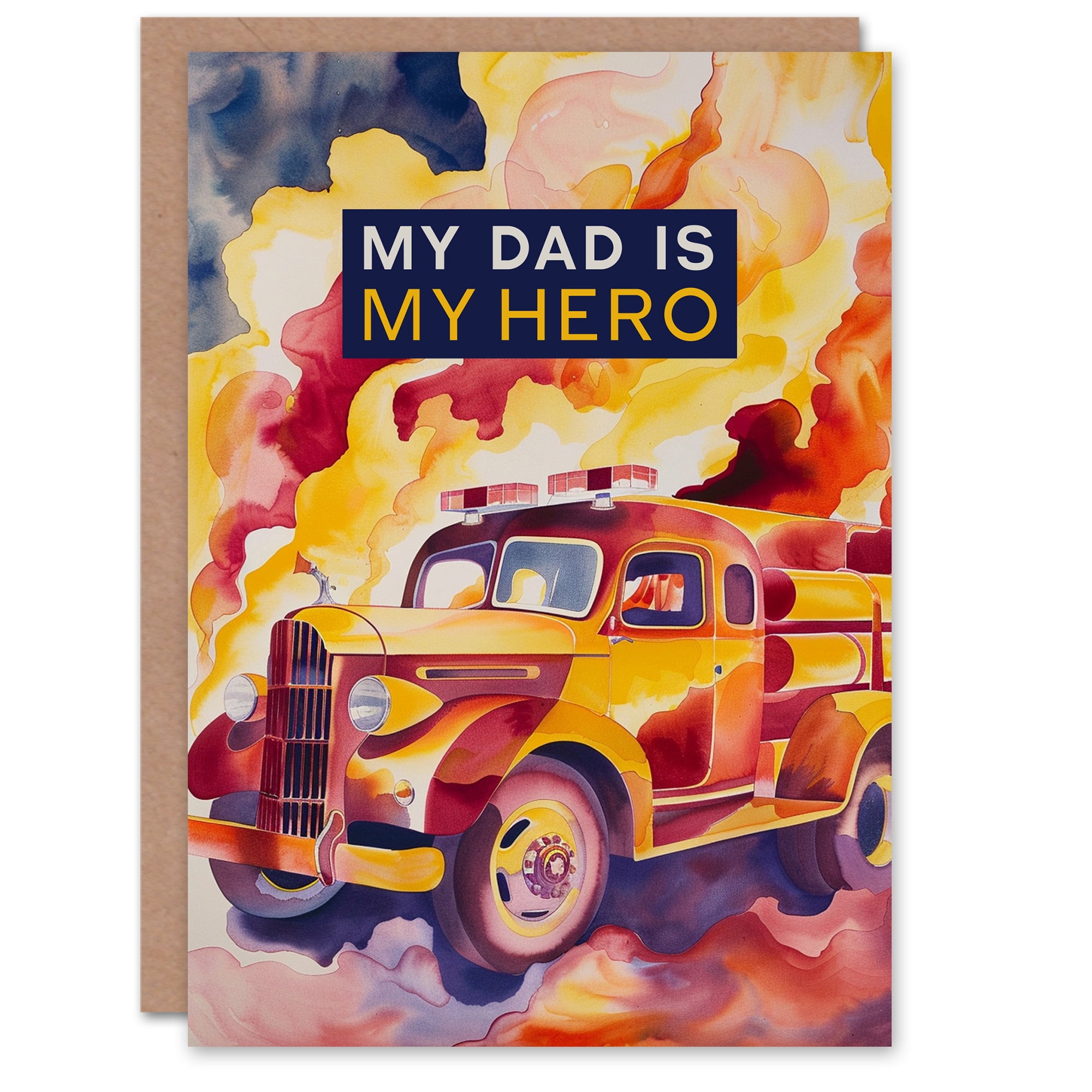 Artery8 Father's Day Card My Hero Fireman Firefighter Truck For Him Dad ...