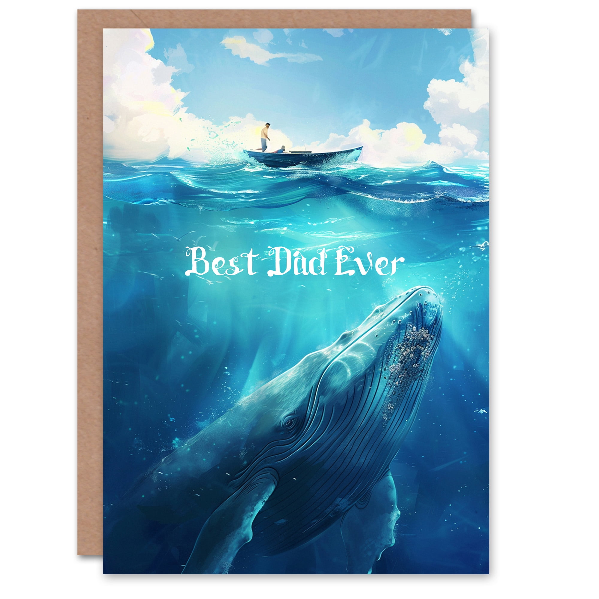 Artery8 Father's Day Card Whale Under Sea Boat Best Ever For Him Dad ...